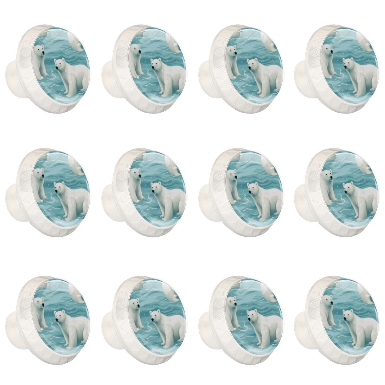 Polar Bear Ice Animals 12 Pcs White Round Drawer Pulls with Screws,ABS ...