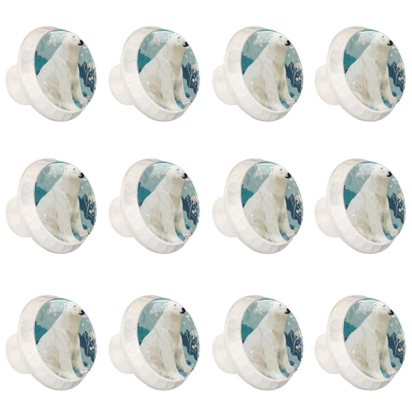 Polar Bear Ice Animals 12 Pcs White Round Drawer Pulls with Screws,ABS ...