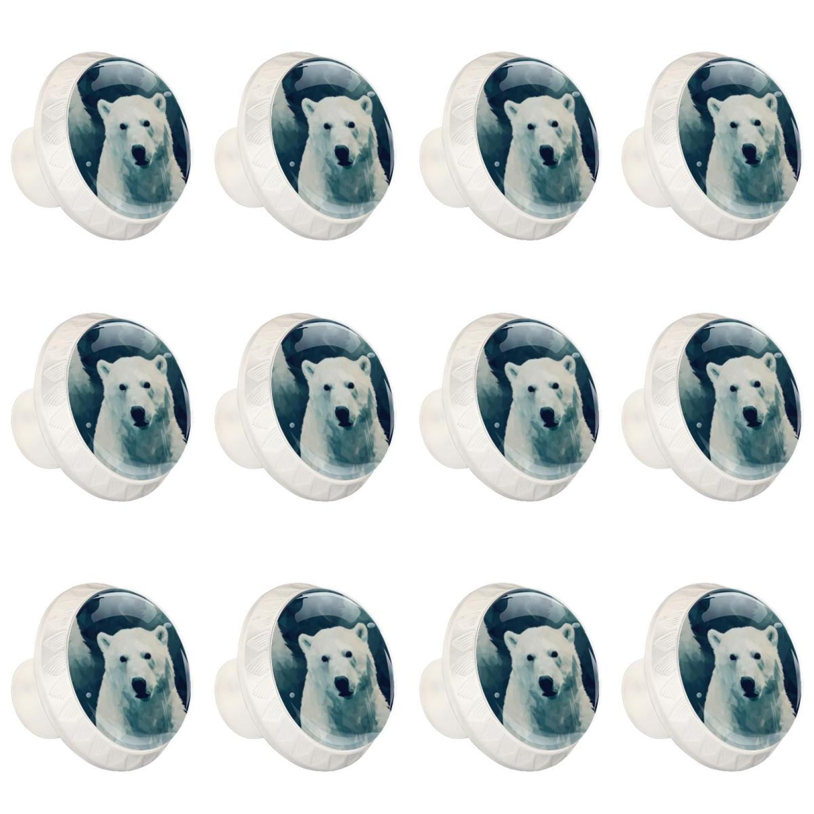Polar Bear Ice Animals 12 Pcs White Round Drawer Pulls with Screws,ABS ...