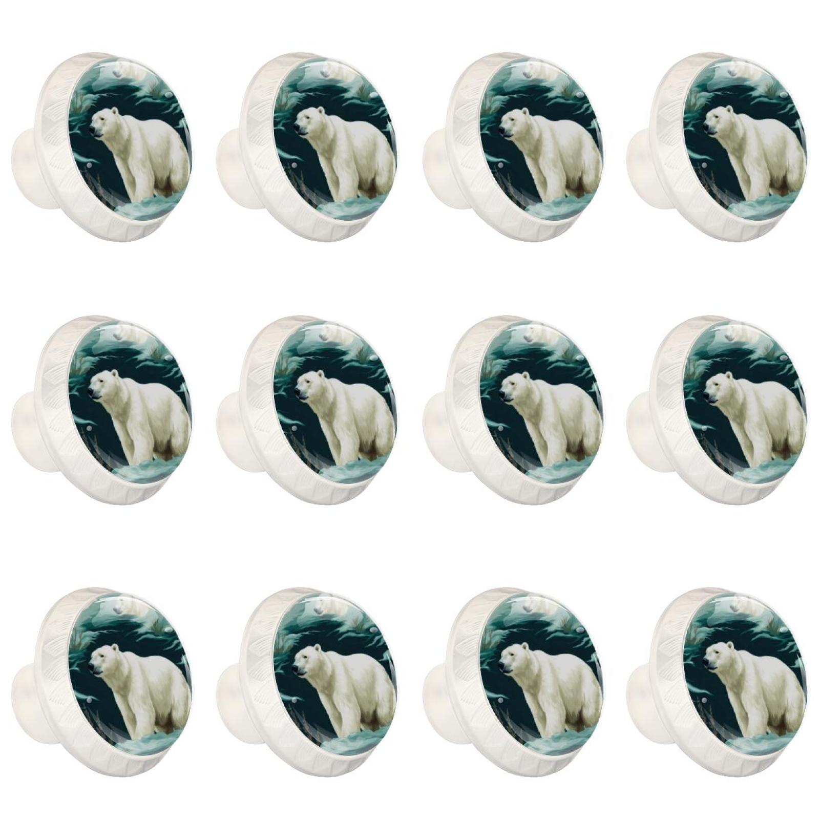 Polar Bear Ice Animals 12 Pcs White Round Drawer Pulls with Screws,ABS ...