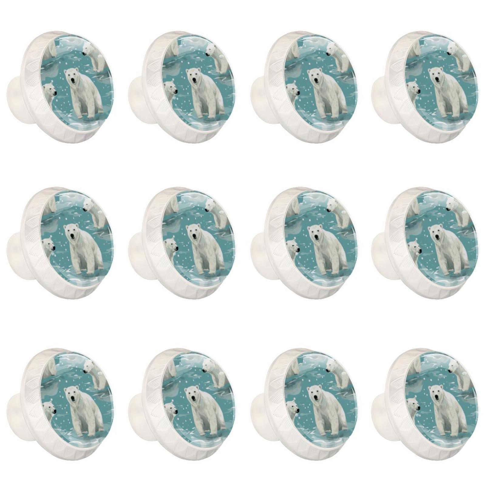 Polar Bear Ice Animals 12 Pcs White Round Drawer Pulls with Screws,ABS ...