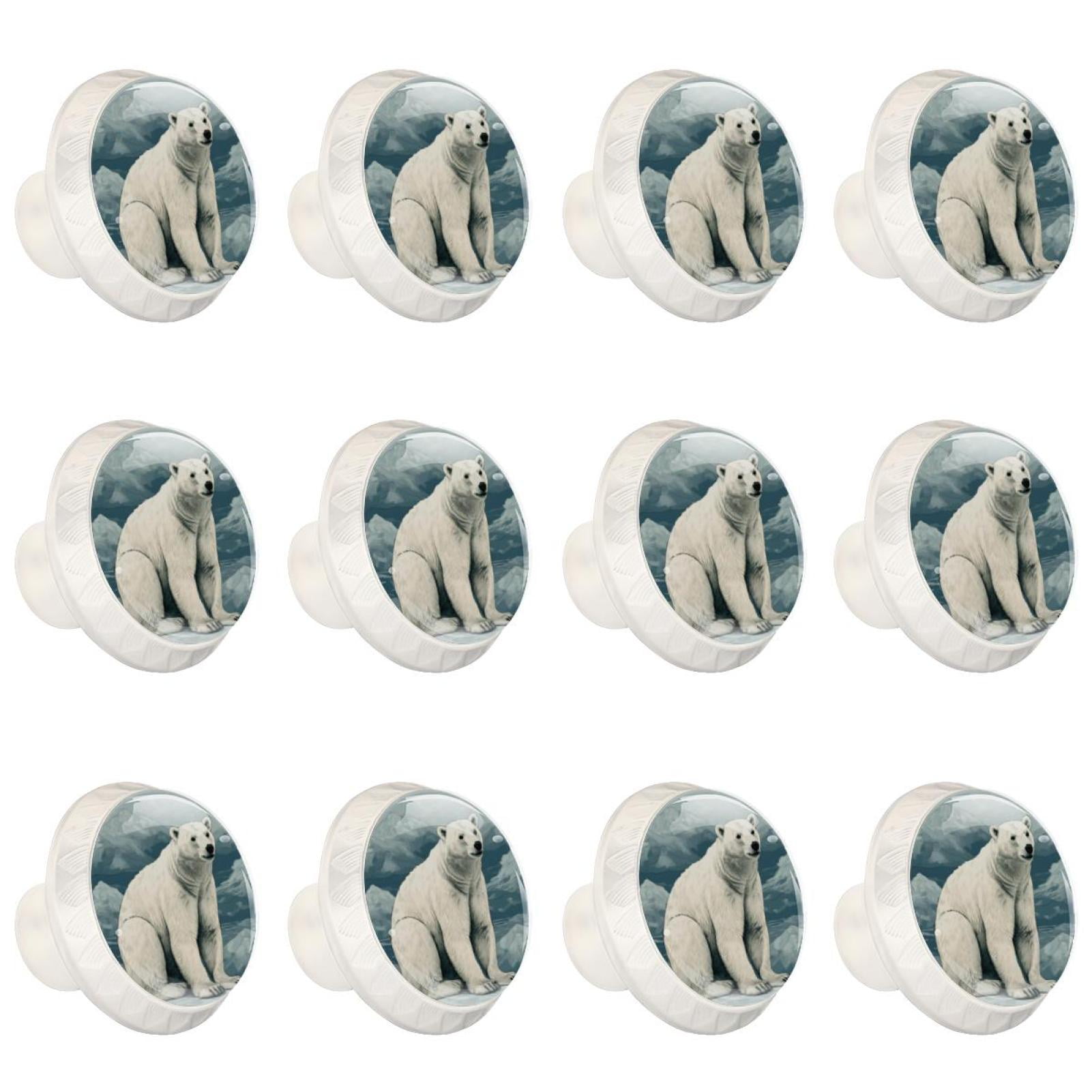 Polar Bear Ice Animals 12 Pcs White Round Drawer Pulls with Screws,ABS ...