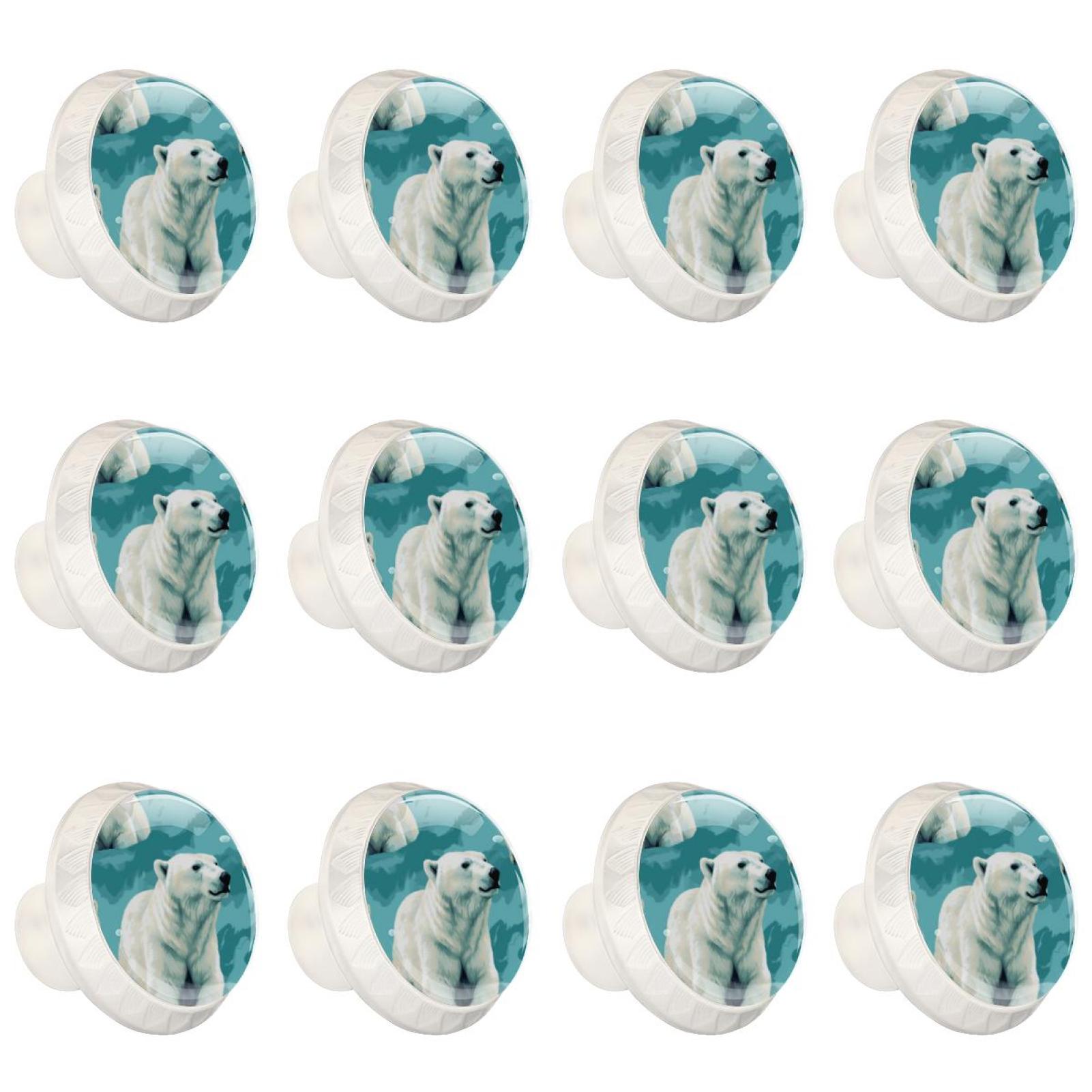 Polar Bear Ice Animals 12 Pcs White Round Drawer Pulls with Screws,ABS ...