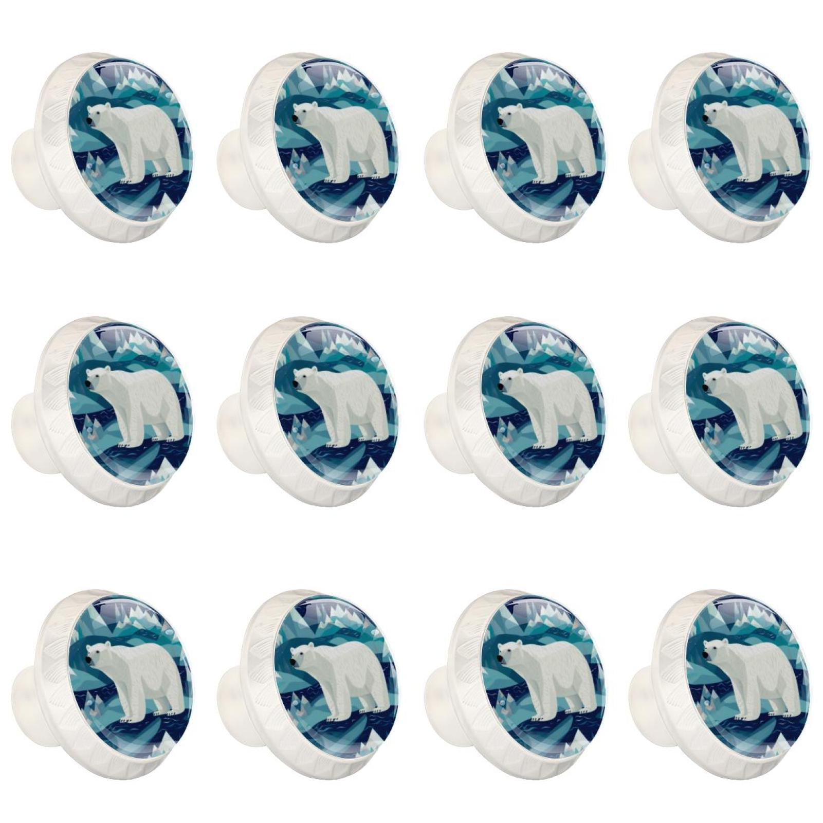 Polar Bear Ice Animals 12 Pcs White Round Drawer Pulls with Screws,ABS ...