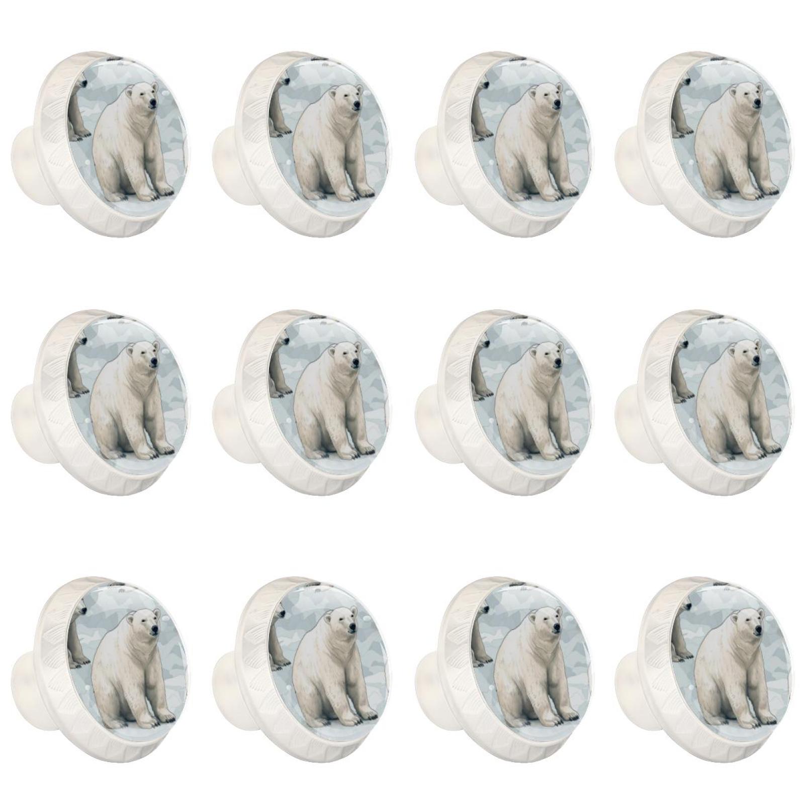 Polar Bear Ice Animals 12 Pcs White Round Drawer Pulls with Screws,ABS ...