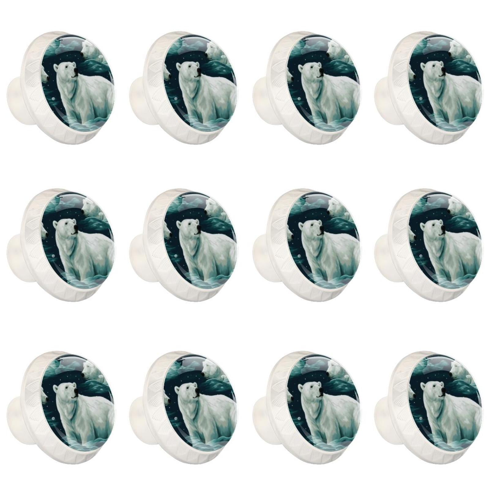 Polar Bear Ice Animals 12 Pcs White Round Drawer Pulls with Screws,ABS ...
