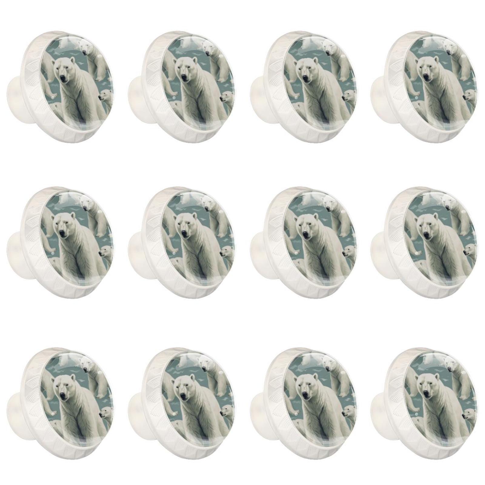 Polar Bear Ice Animals 12 Pcs White Round Drawer Pulls with Screws,ABS ...