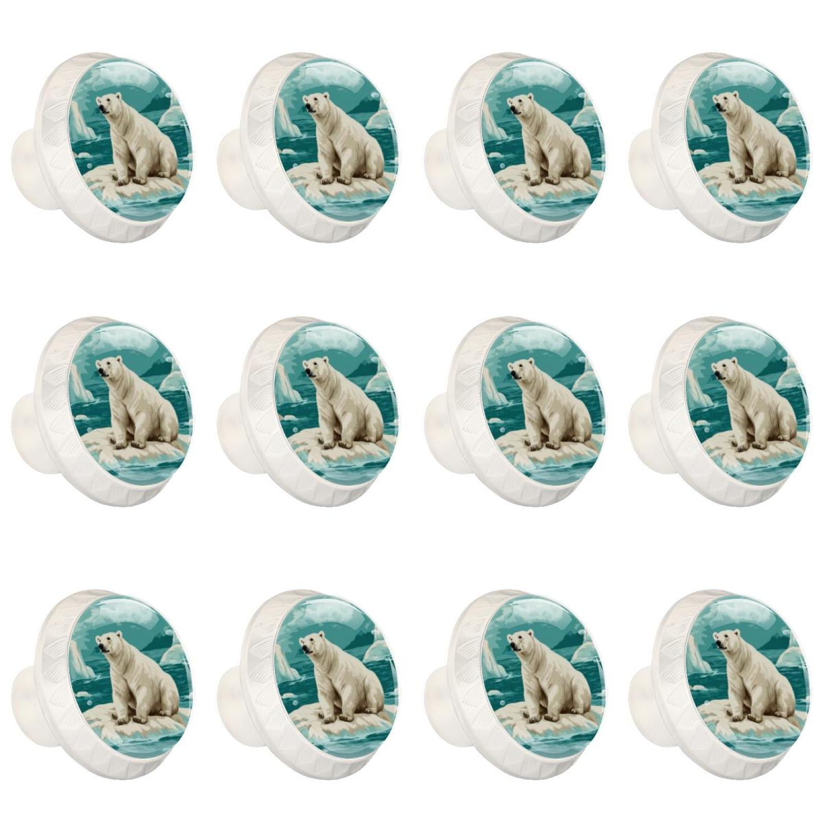 Polar Bear Ice Animals 12 Pcs White Round Drawer Pulls with Screws,ABS ...