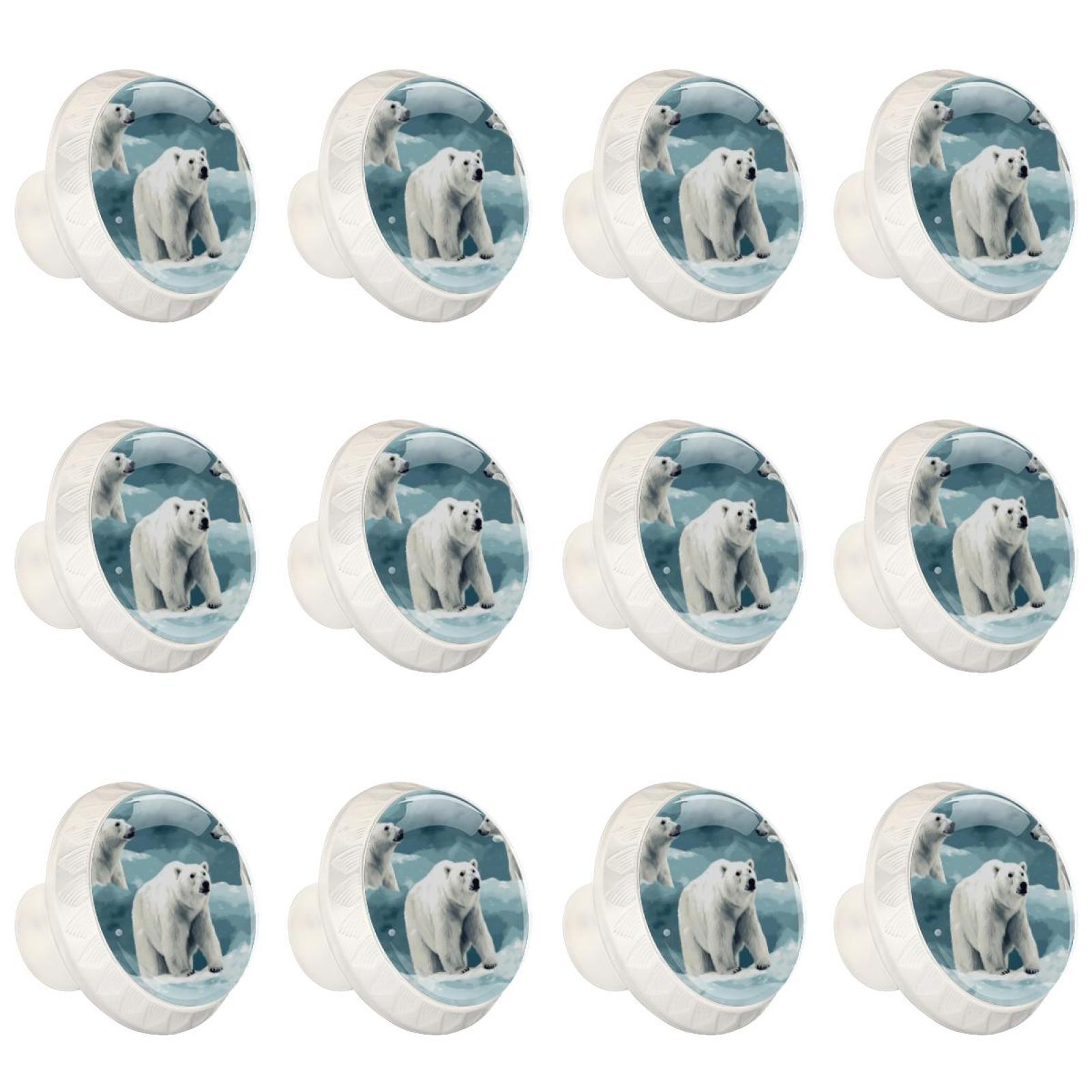 Polar Bear Ice Animals 12 Pcs White Round Drawer Pulls with Screws,ABS ...
