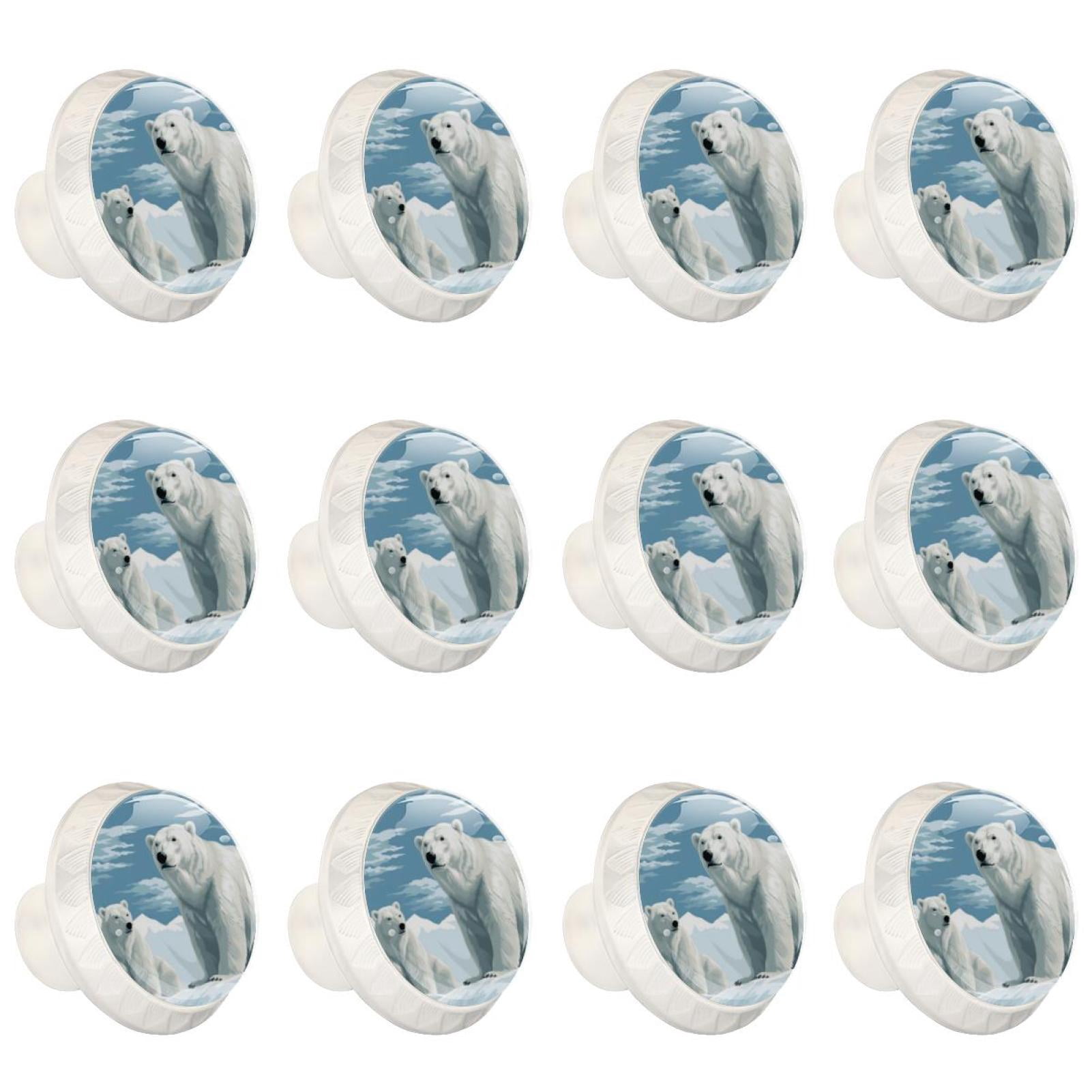 Polar Bear Ice Animals 12 Pcs White Round Drawer Pulls with Screws,ABS ...
