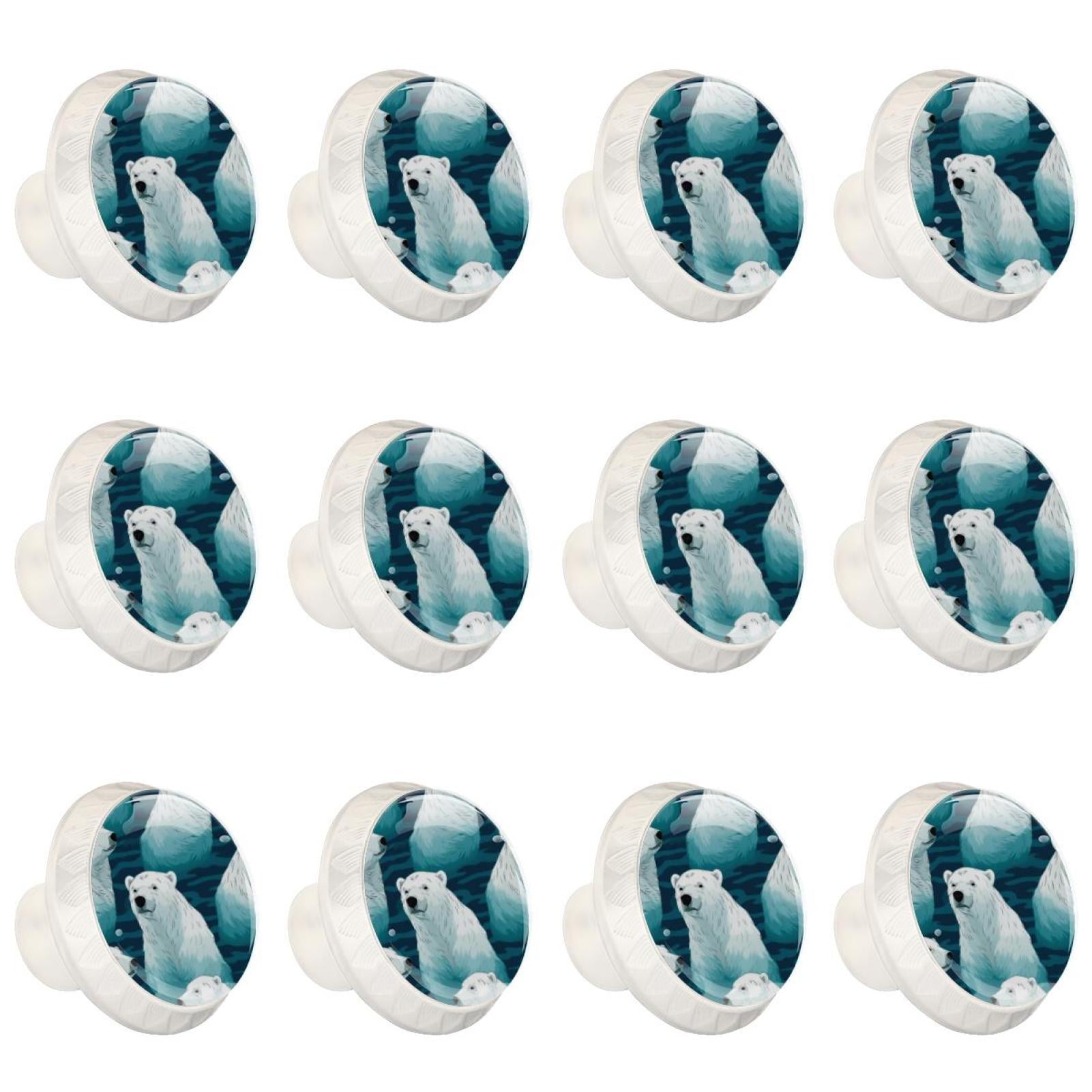 Polar Bear Ice Animals 12 Pcs White Round Drawer Pulls with Screws,ABS ...
