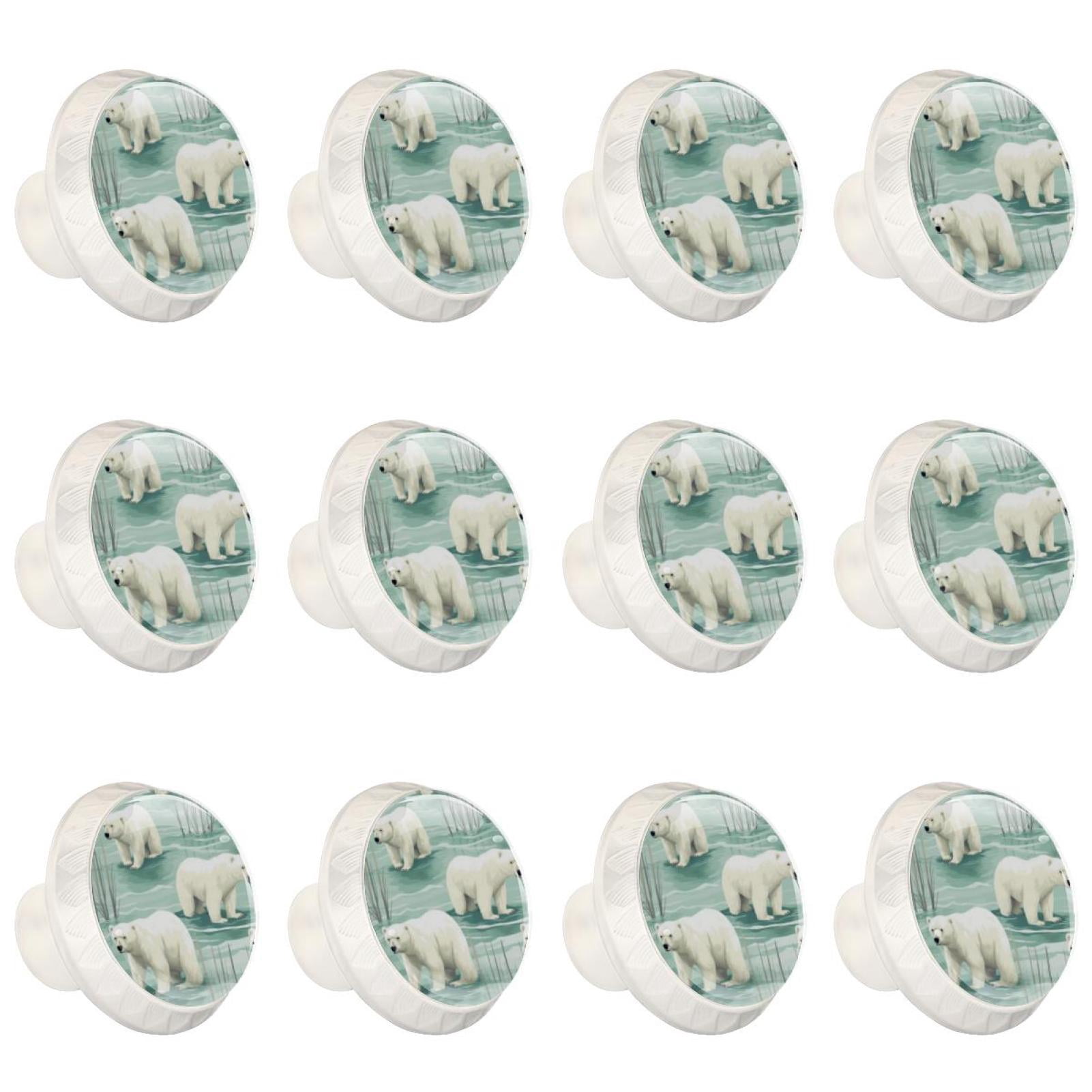 Polar Bear Ice Animals 12 Pcs White Round Drawer Pulls with Screws,ABS ...