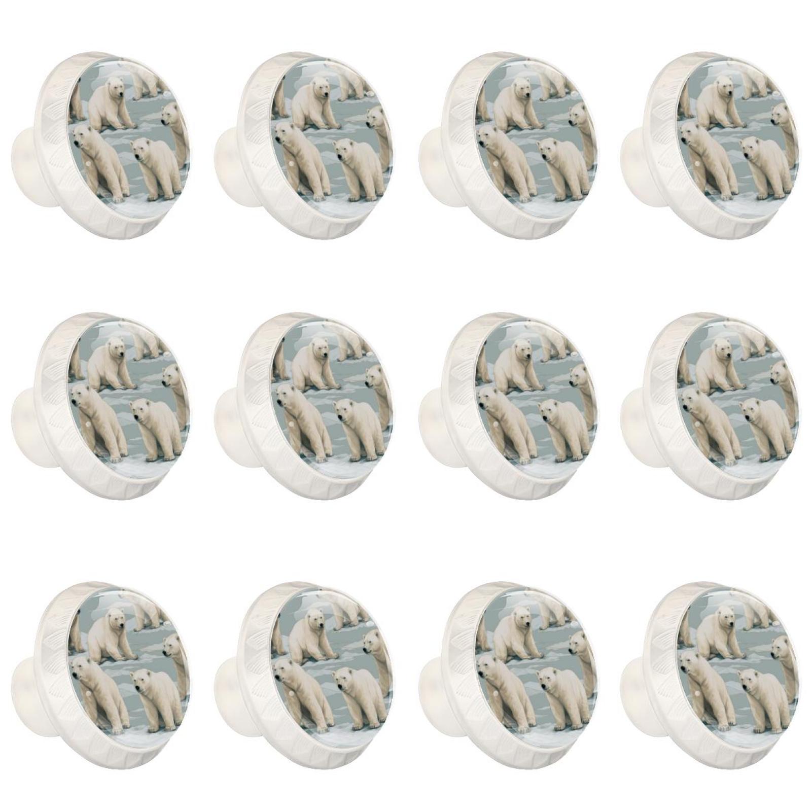 Polar Bear Ice Animals 12 Pcs White Round Drawer Pulls with Screws,ABS ...