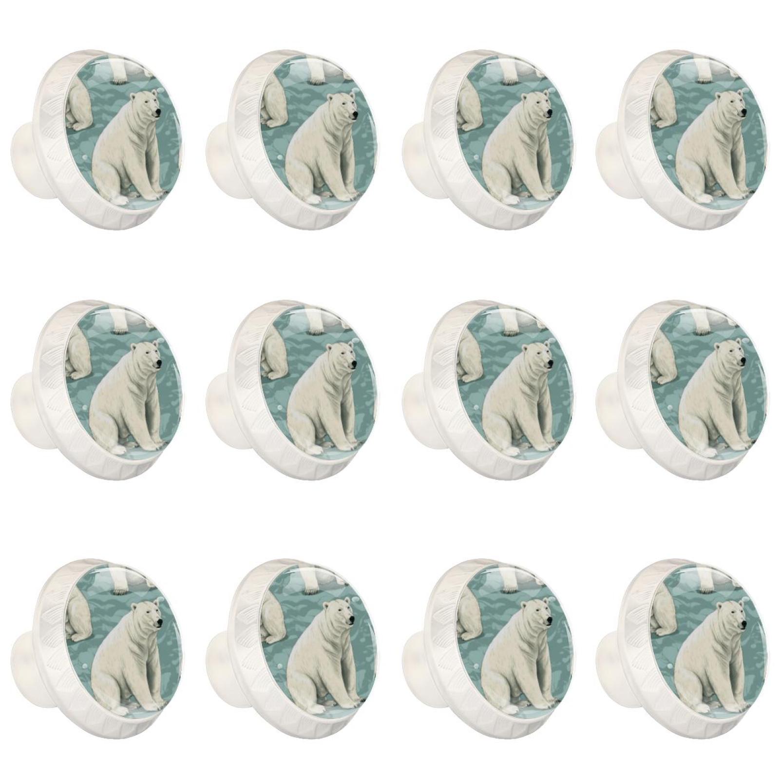Polar Bear Ice Animals 12 Pcs White Round Drawer Pulls with Screws,ABS ...
