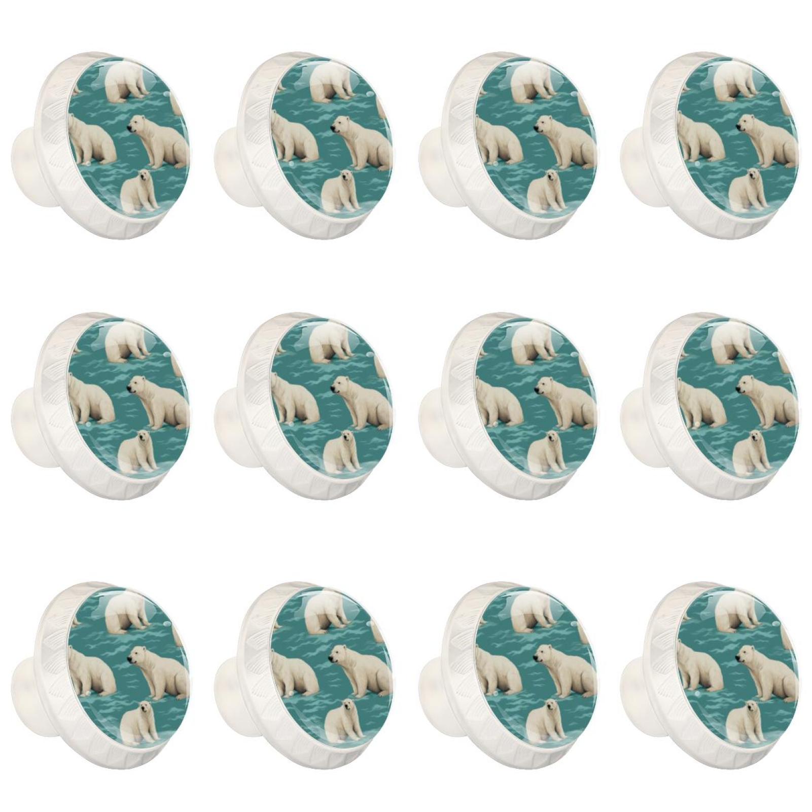 Polar Bear Ice Animals 12 Pcs White Round Drawer Pulls with Screws,ABS ...