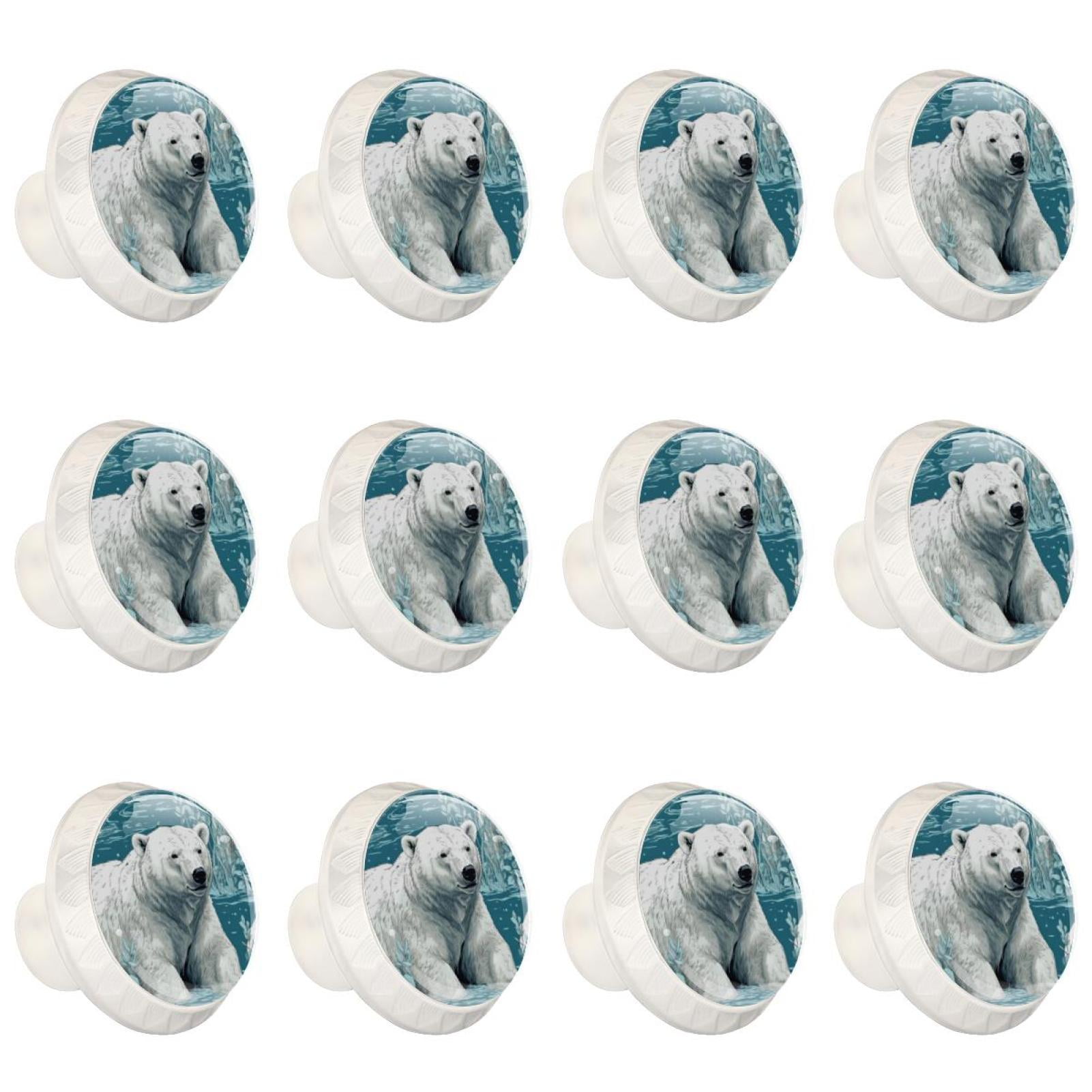 Polar Bear Ice Animals 12 Pcs White Round Drawer Pulls with Screws,ABS ...