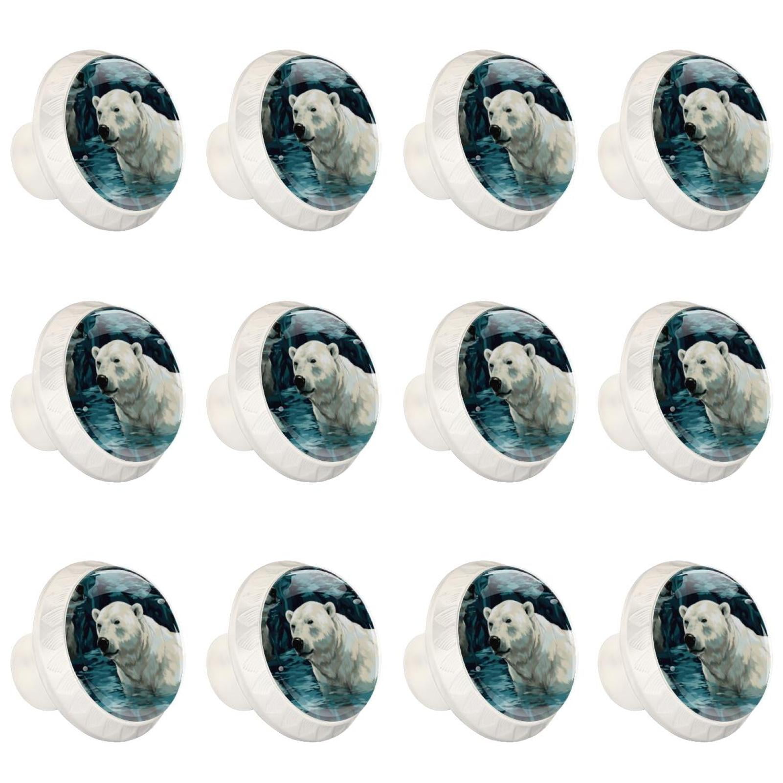 Polar Bear Ice Animals 12 Pcs White Round Drawer Pulls with Screws,ABS ...