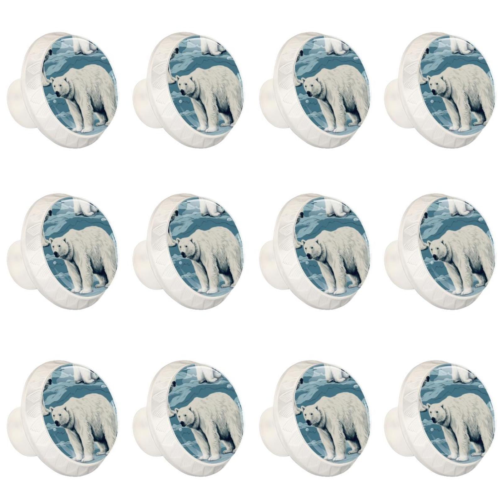 Polar Bear Ice Animals 12 Pcs White Round Drawer Pulls with Screws,ABS ...