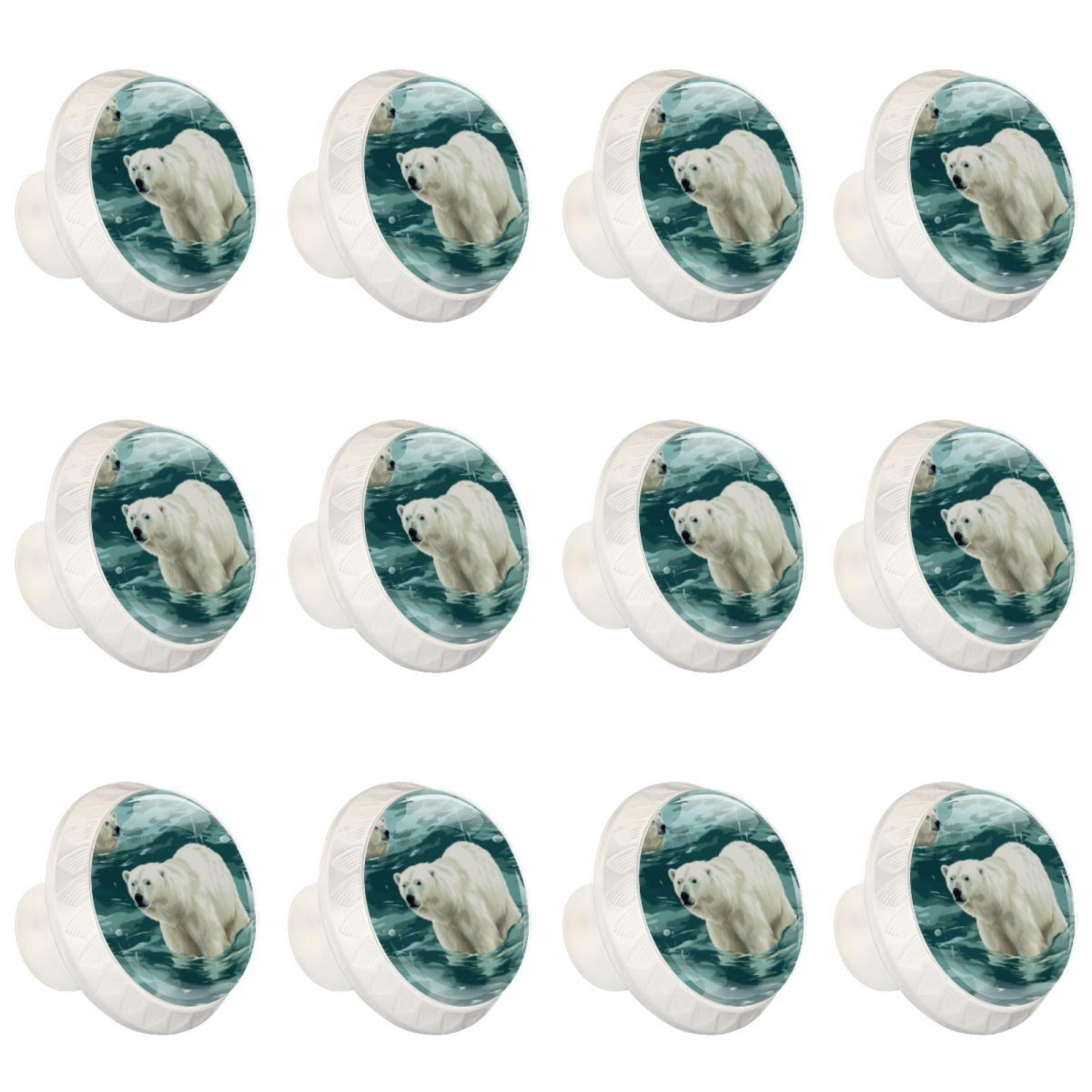 Polar Bear Ice Animals 12 Pcs White Round Drawer Pulls with Screws,ABS ...