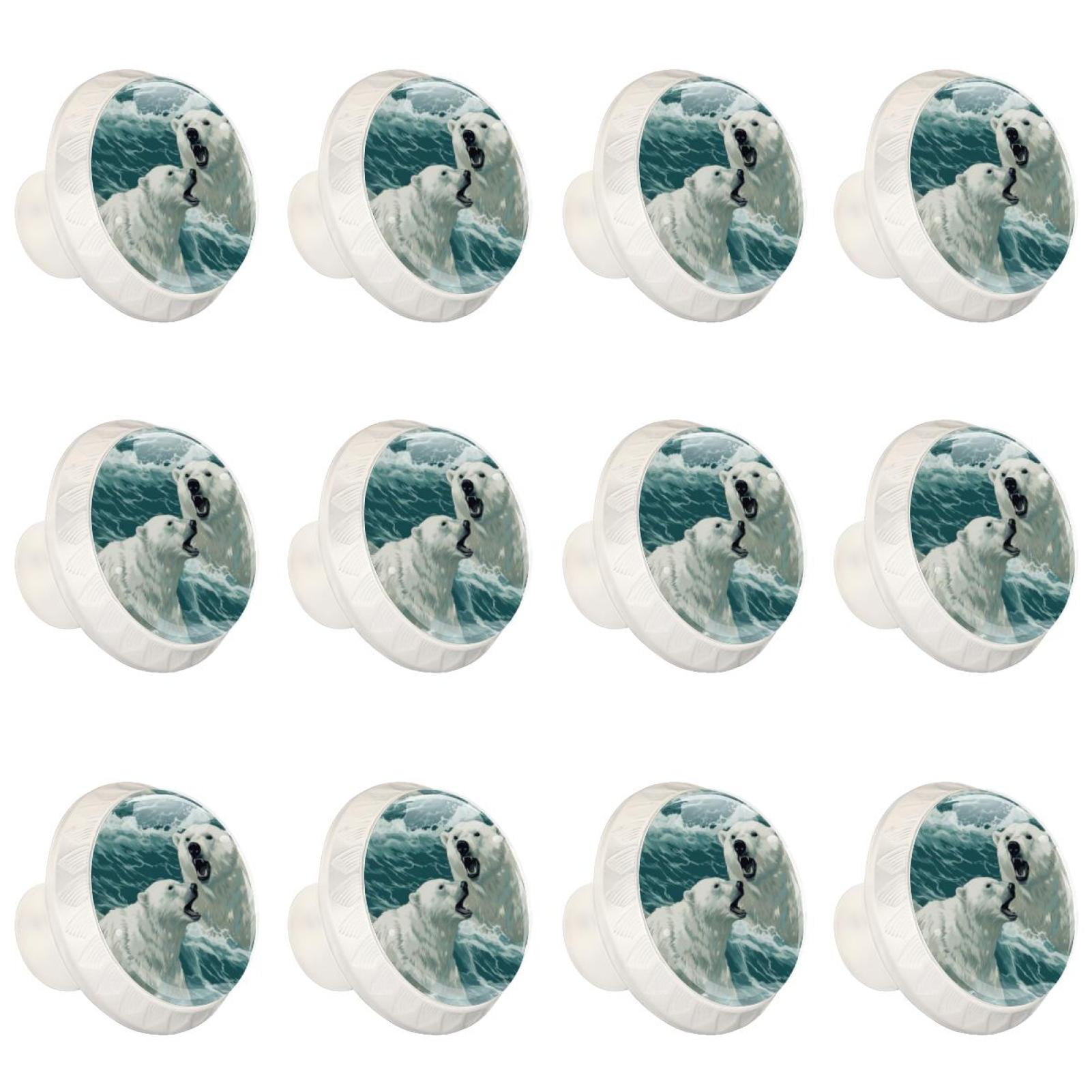 Polar Bear Ice Animals 12 Pcs White Round Drawer Pulls with Screws,ABS ...