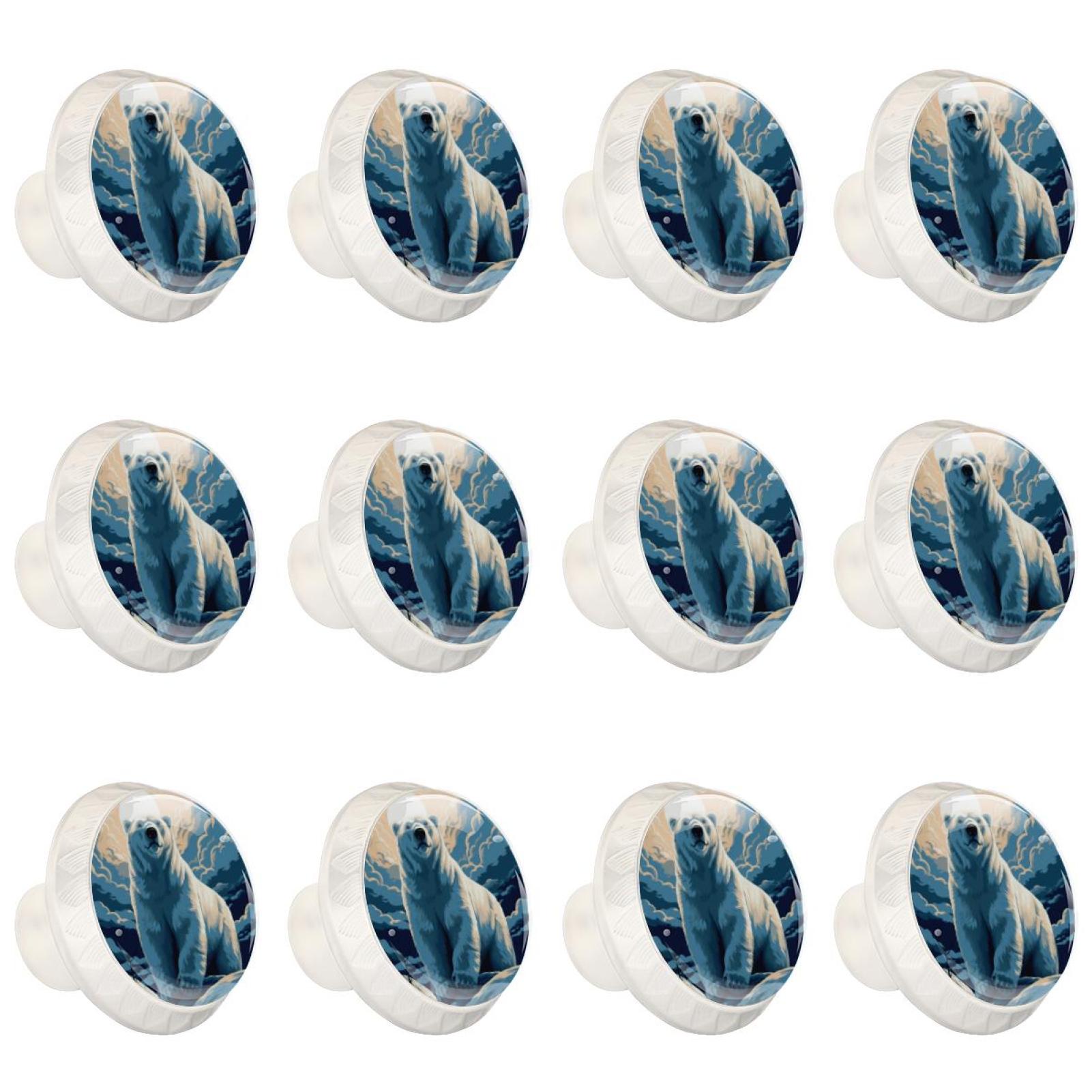 Polar Bear Ice Animals 12 Pcs White Round Drawer Pulls with Screws,ABS ...
