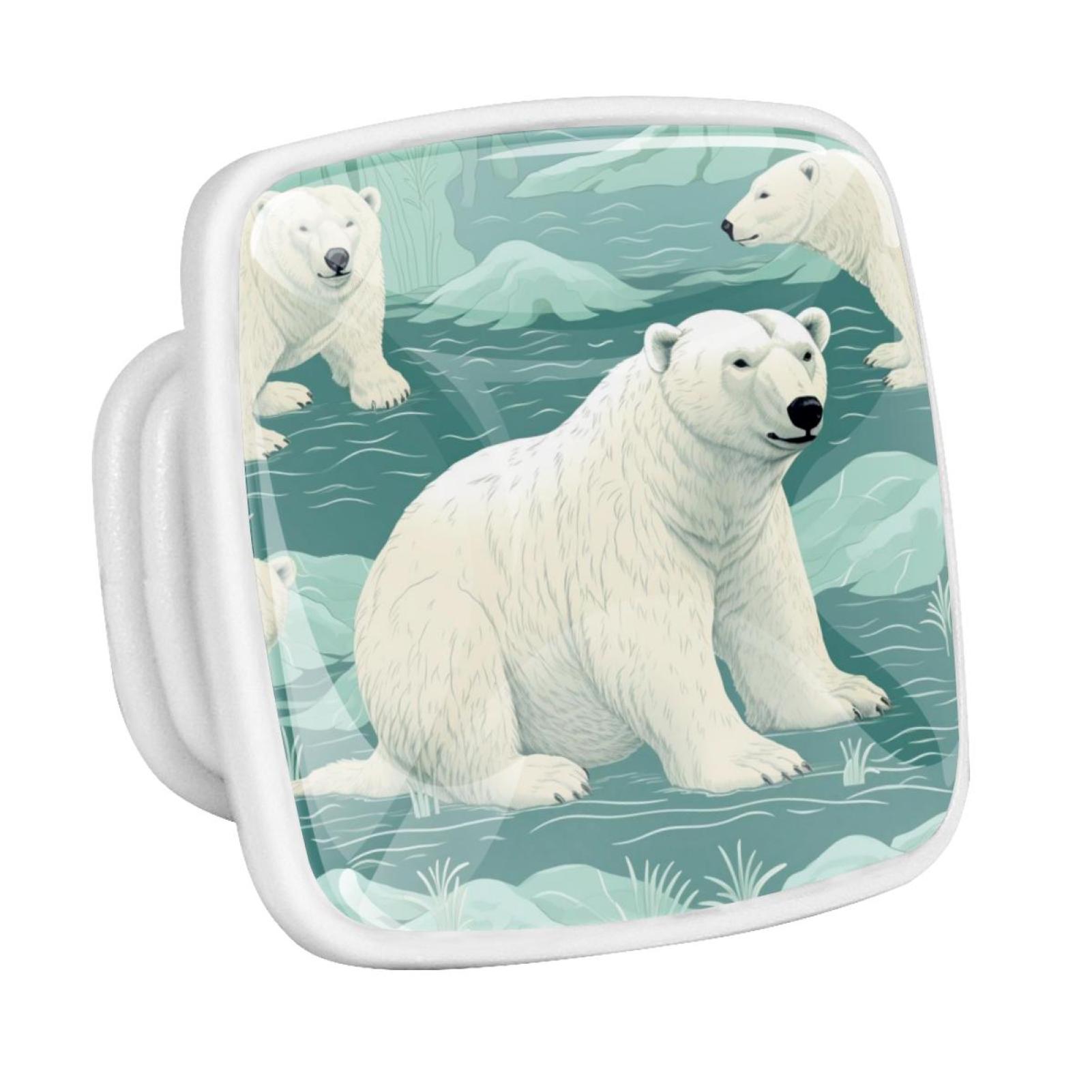 Polar Bear Ice Animals Fluorescent Drawer Pulls with Screws Square 4 ...