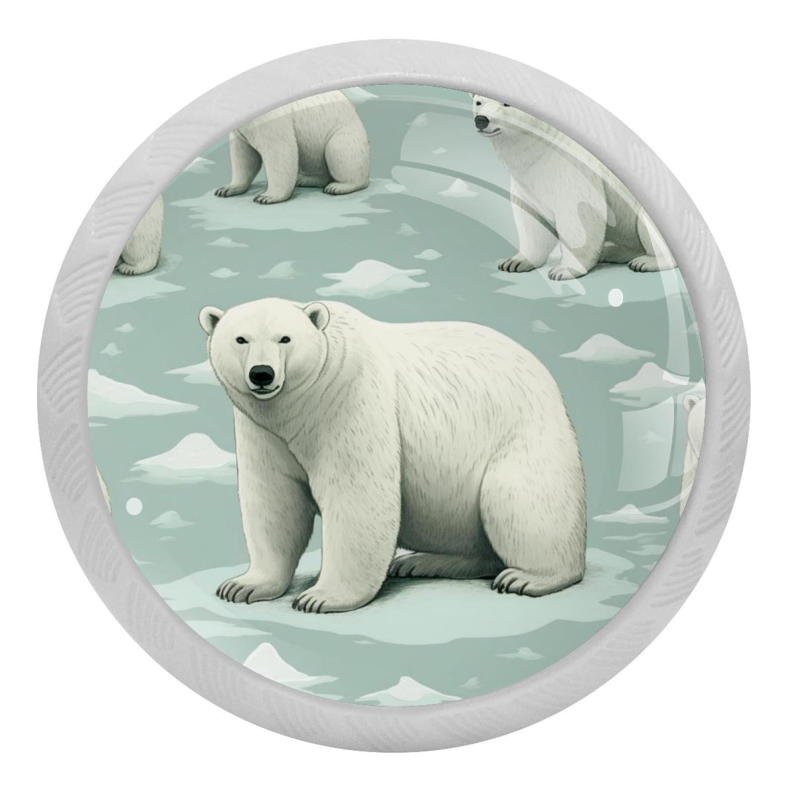 Polar Bear Ice Animals Pattern 4PCS Cabinet Knobs Pulls Fluorescent ...
