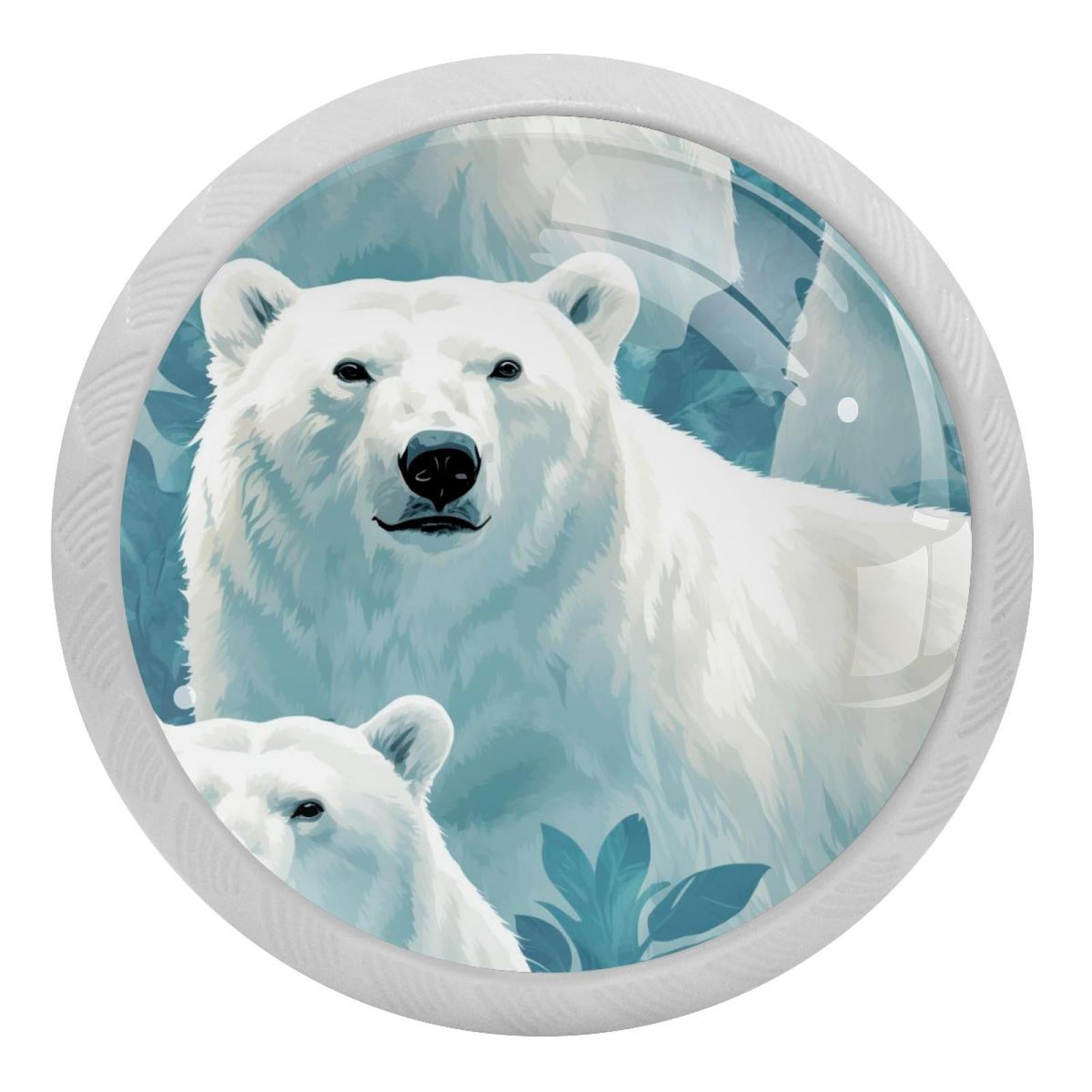 Polar Bear Ice Animals Pattern 4PCS Cabinet Knobs Pulls Fluorescent ...
