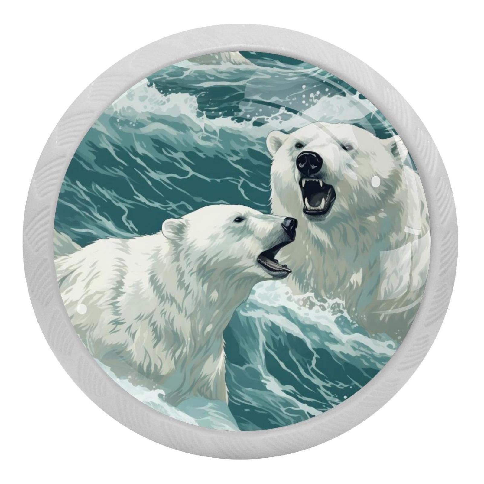 Polar Bear Ice Animals Pattern 4PCS Cabinet Knobs Pulls Fluorescent ...