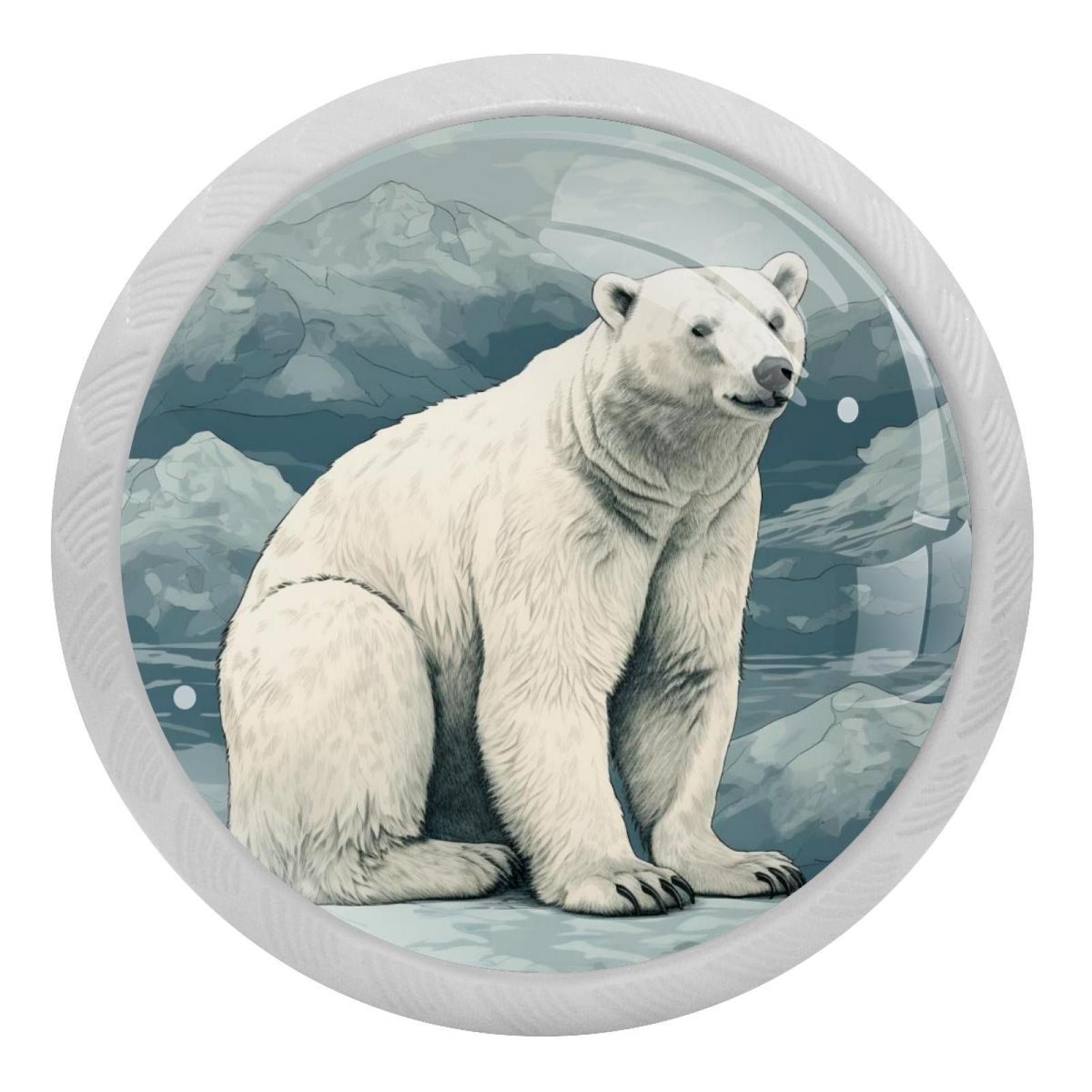 Polar Bear Ice Animals Pattern 4PCS Cabinet Knobs Pulls Fluorescent ...
