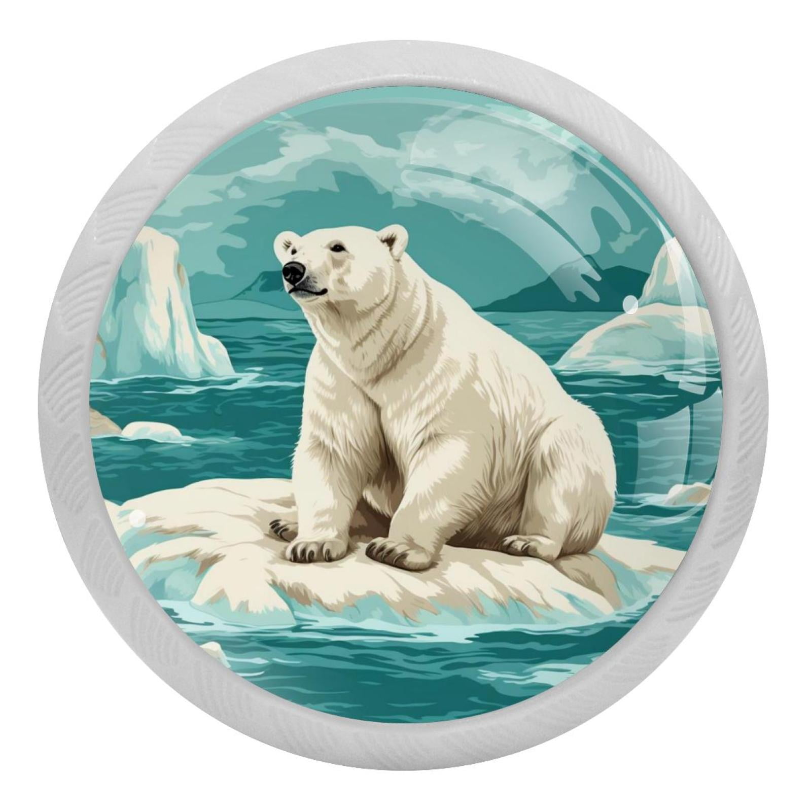 Polar Bear Ice Animals Pattern 4PCS Cabinet Knobs Pulls Fluorescent ...