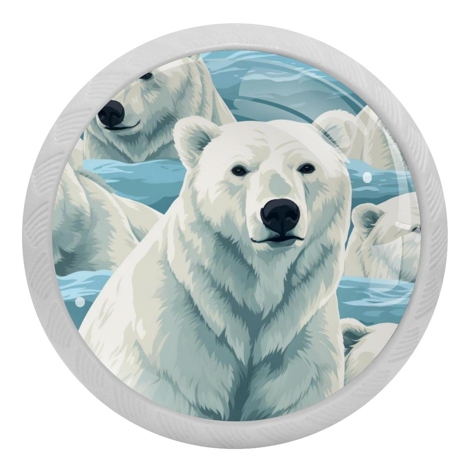 Polar Bear Ice Animals Pattern 4PCS Cabinet Knobs Pulls Fluorescent ...