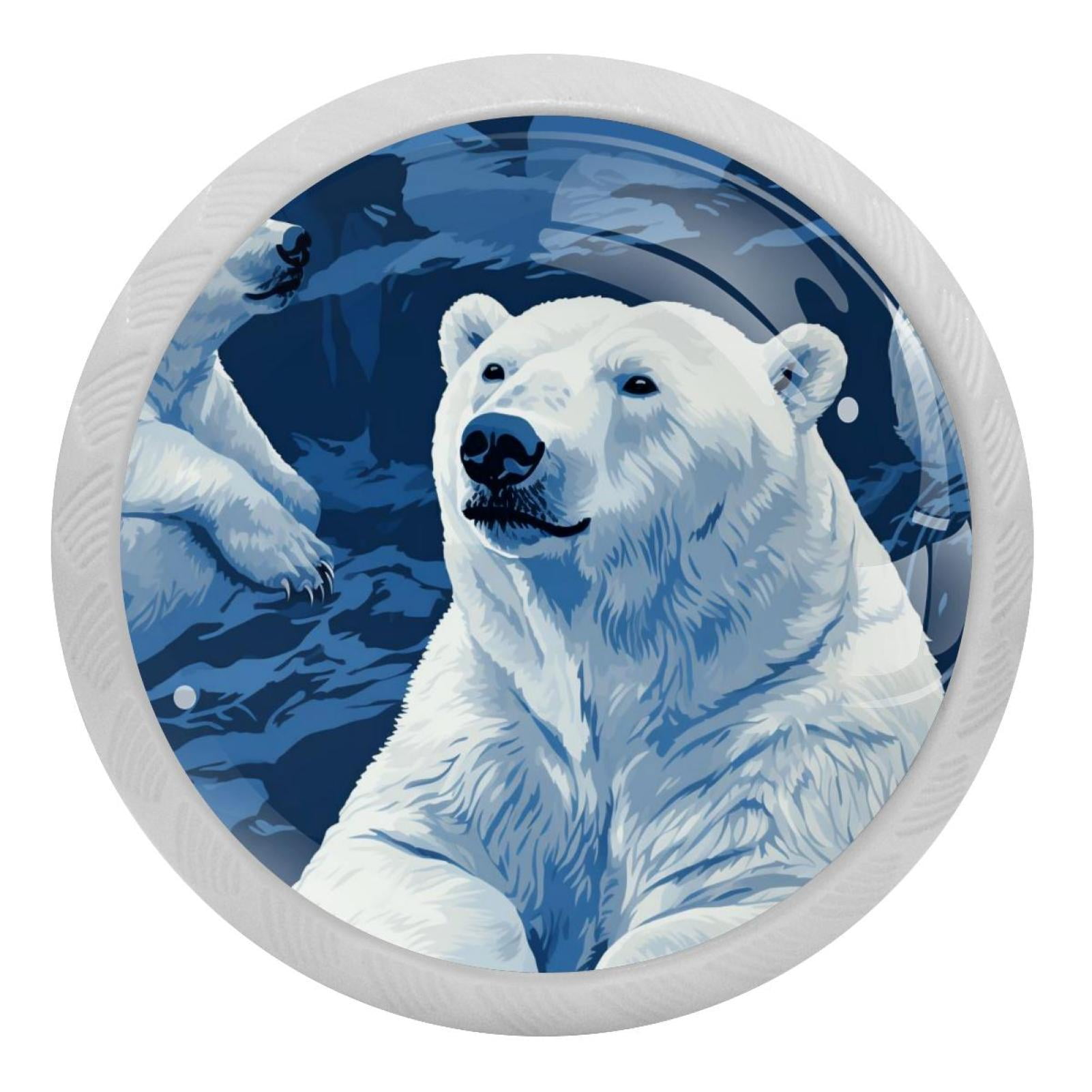 Polar Bear Ice Animals Pattern 4PCS Cabinet Knobs Pulls Fluorescent ...