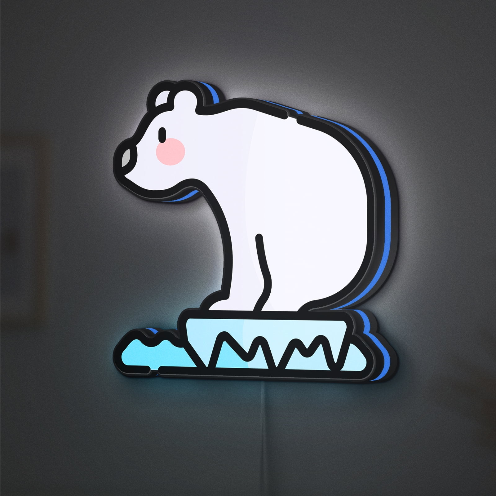 Polar Bear LED Lightbox - Iceberg Global Warming Ecology Decor, Custom ...