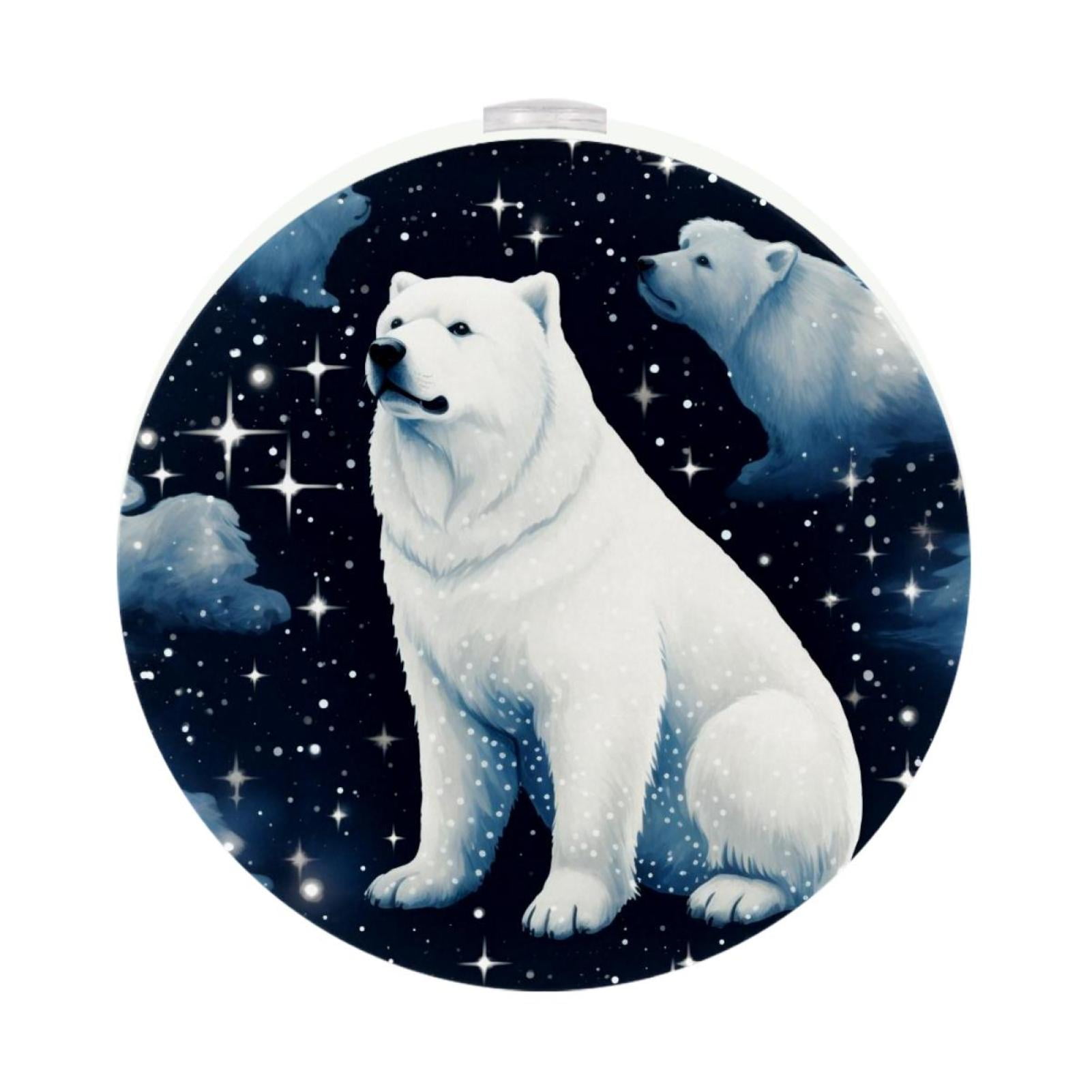 Polar Bear LED Round Night Light - 2 Pack, Plug-in Motion Sensor Wall ...