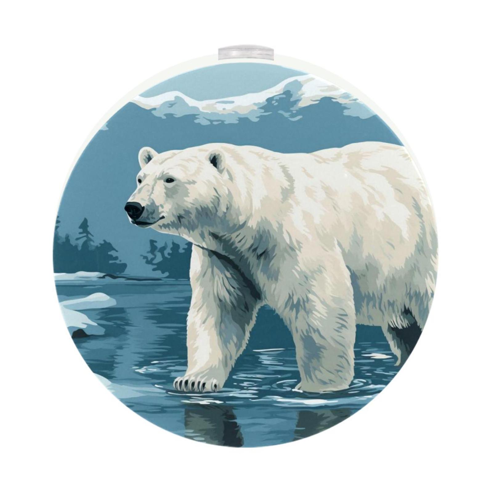Polar Bear LED Round Night Light - 2PCS, Compact and Energy-Efficient ...