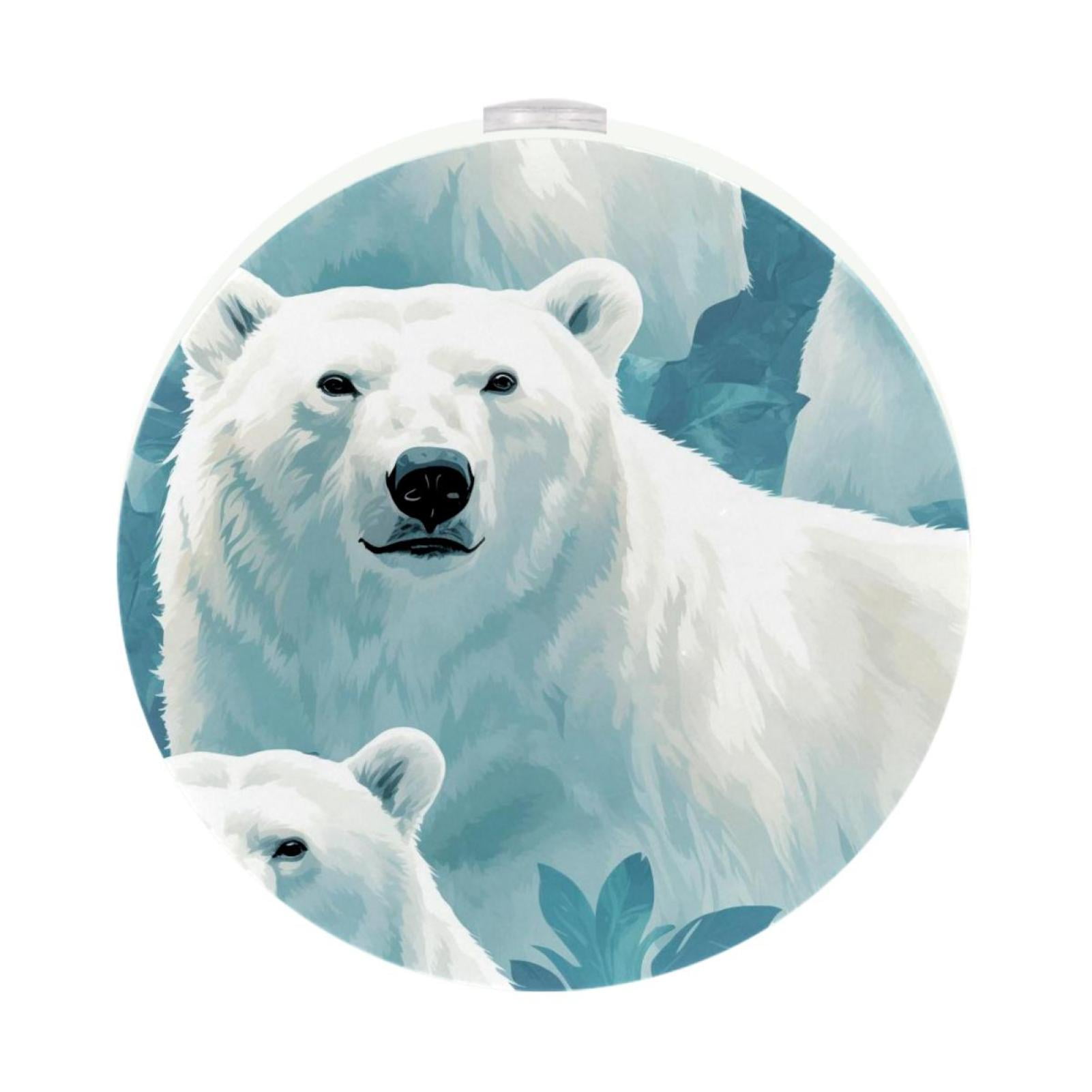Polar Bear LED Round Night Light-2PCS, Dimmable Mini Plug-in Wall Lamp ...