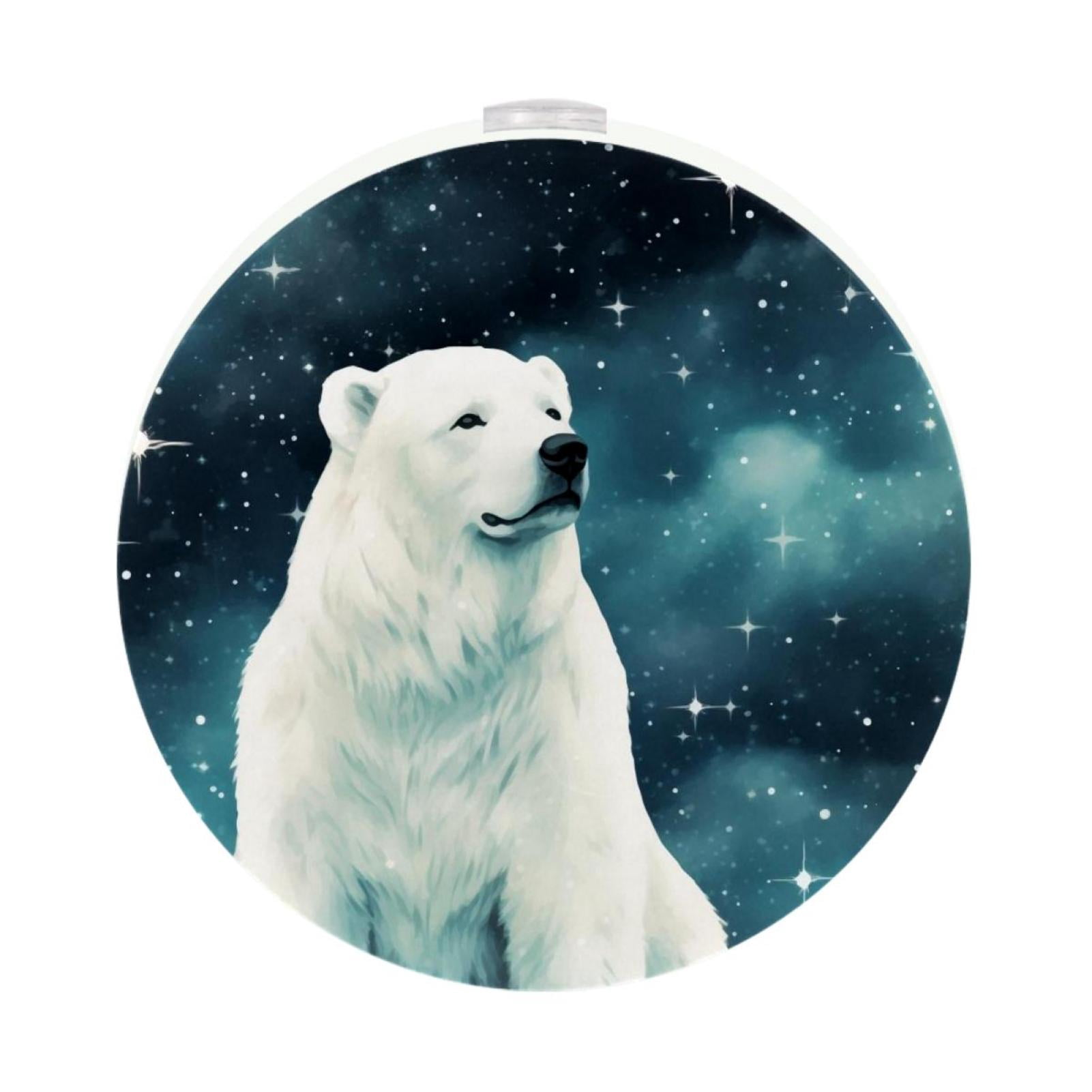 Polar Bear LED Round Night Light-2PCS, Dimmable Plug-in Circle Wall ...