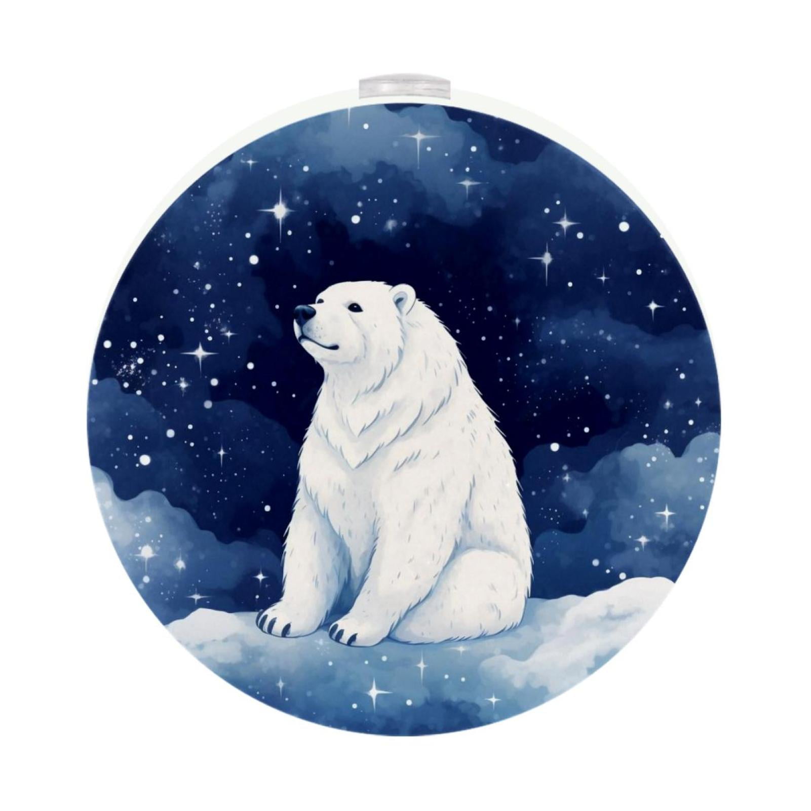 Polar Bear LED Round Night Light - 2PCS, Dimmable Plug-in Nightlight with Sensor, Energy ...