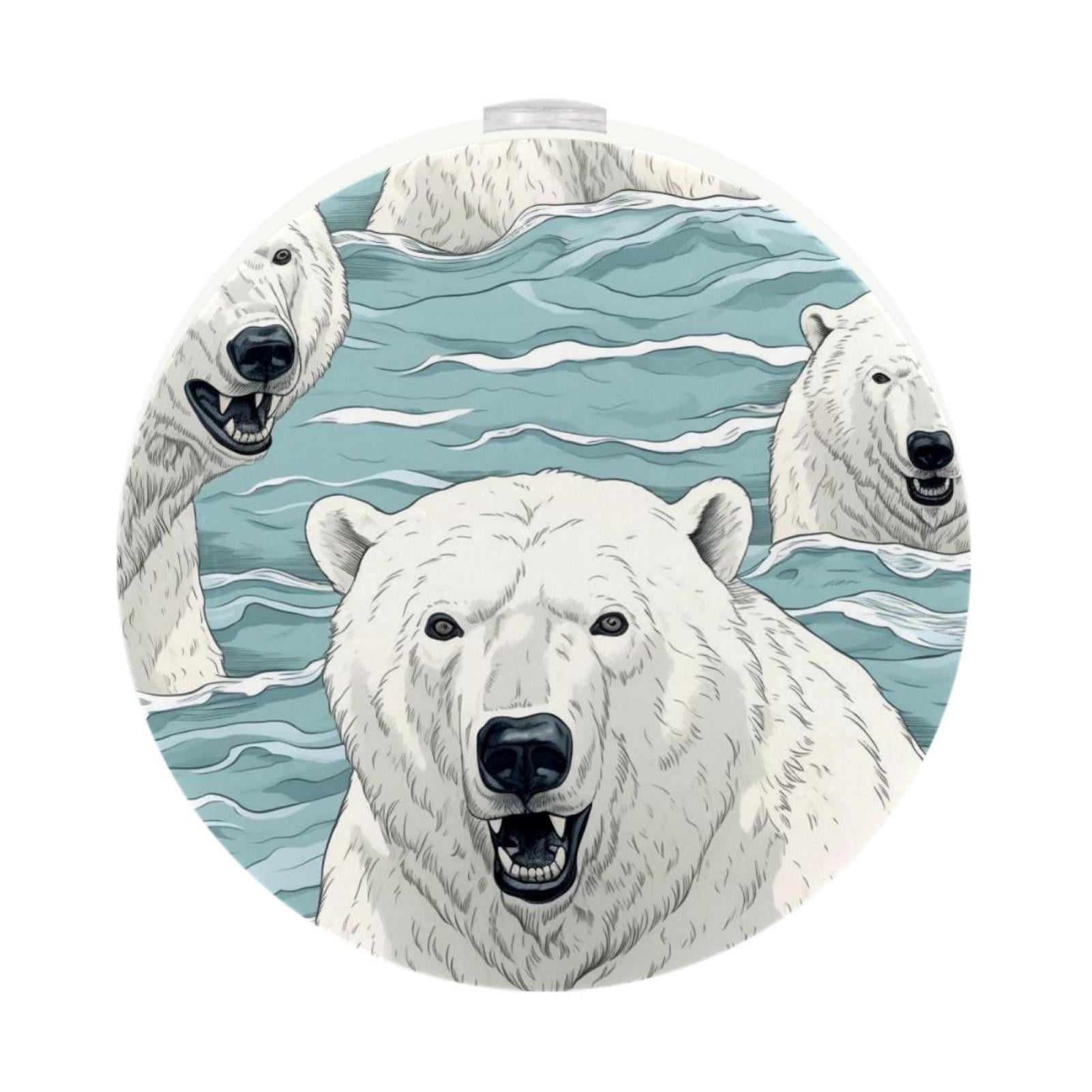 Polar Bear LED Round Night Light-2PCS, Dimmable Plug-in Wall Lamp with ...