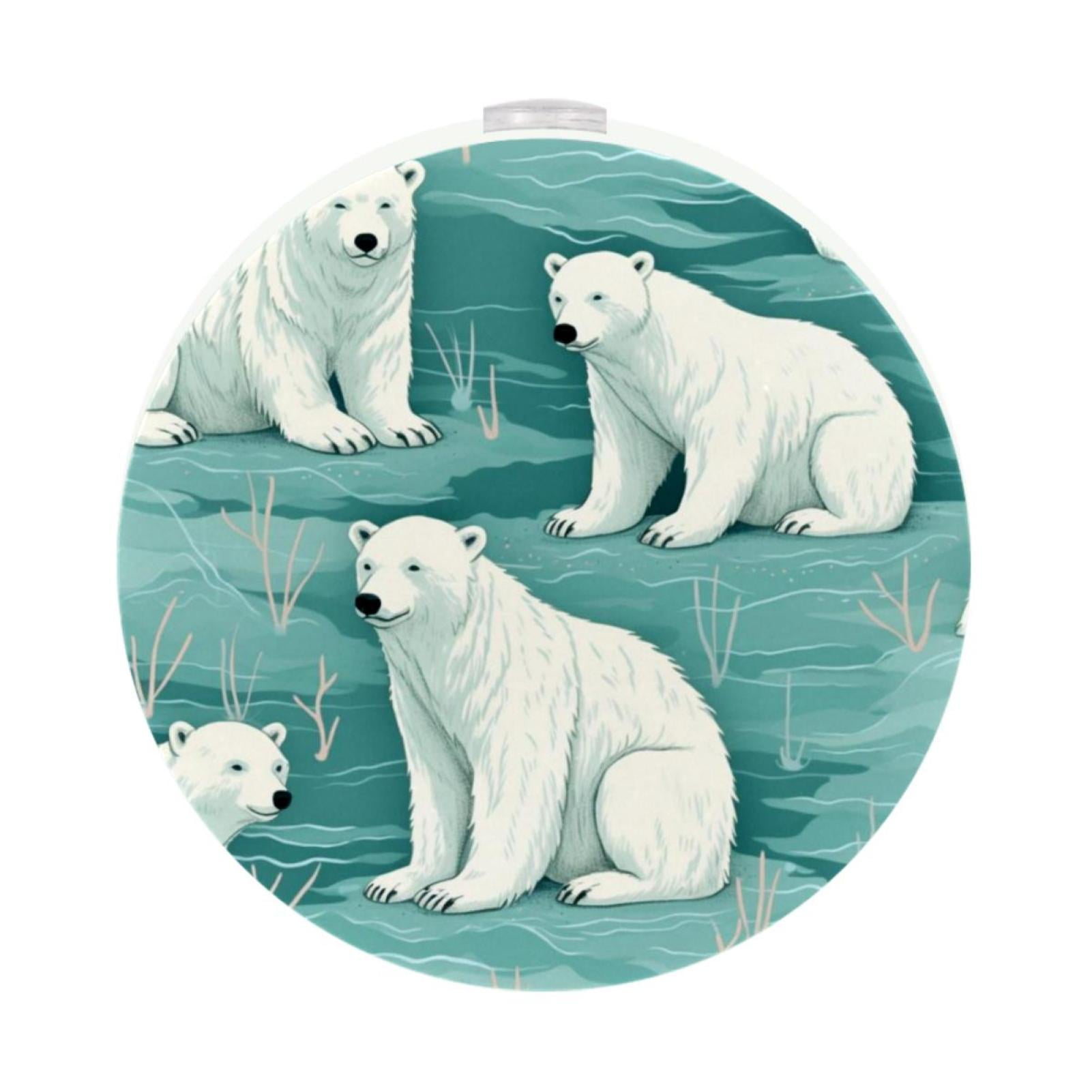 Polar Bear LED Round Night Light-2PCS, Dimmable Plug-in Wall Lamp with ...