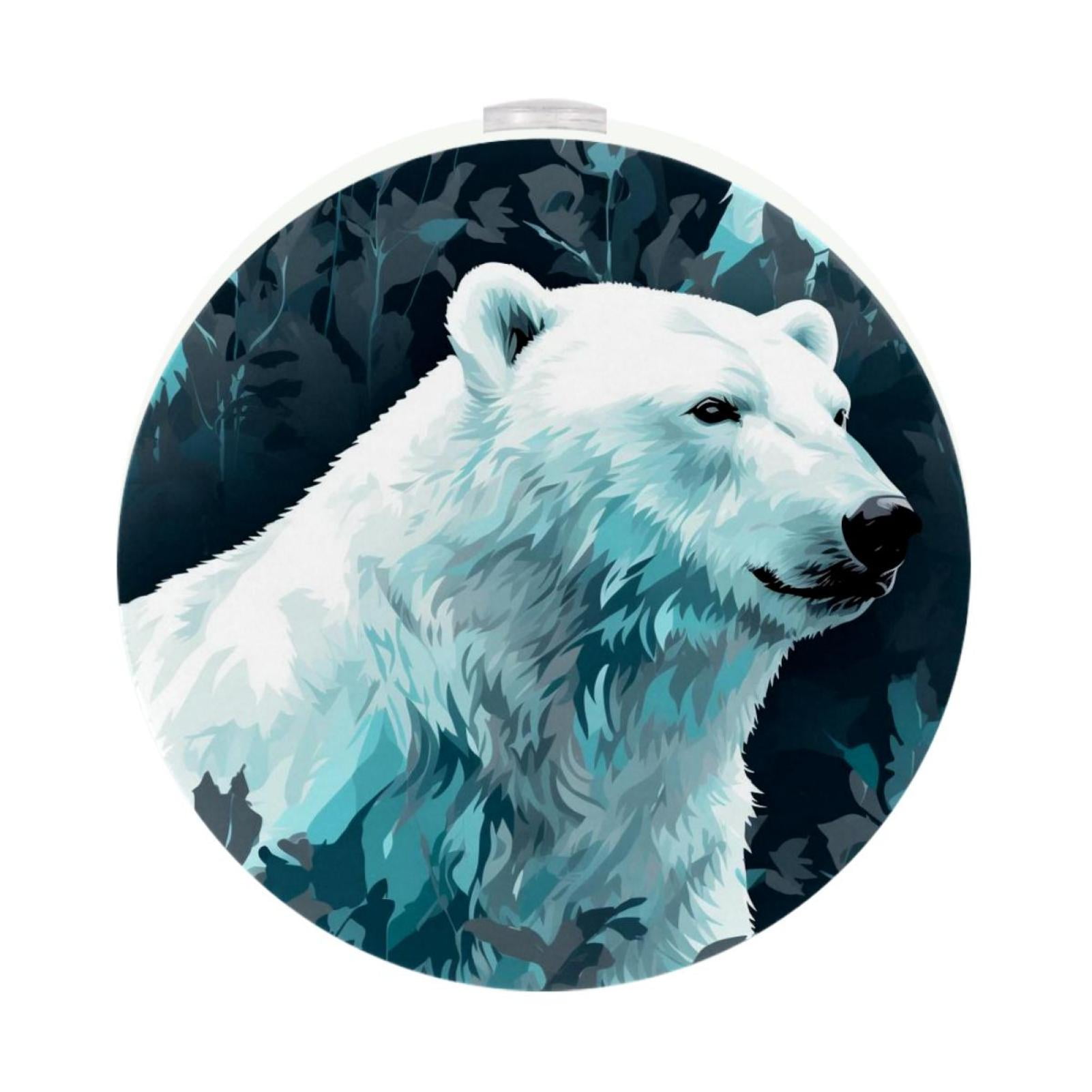 Polar Bear LED Round Night Light-2PCS, Energy-Efficient Plug-in Ambient ...