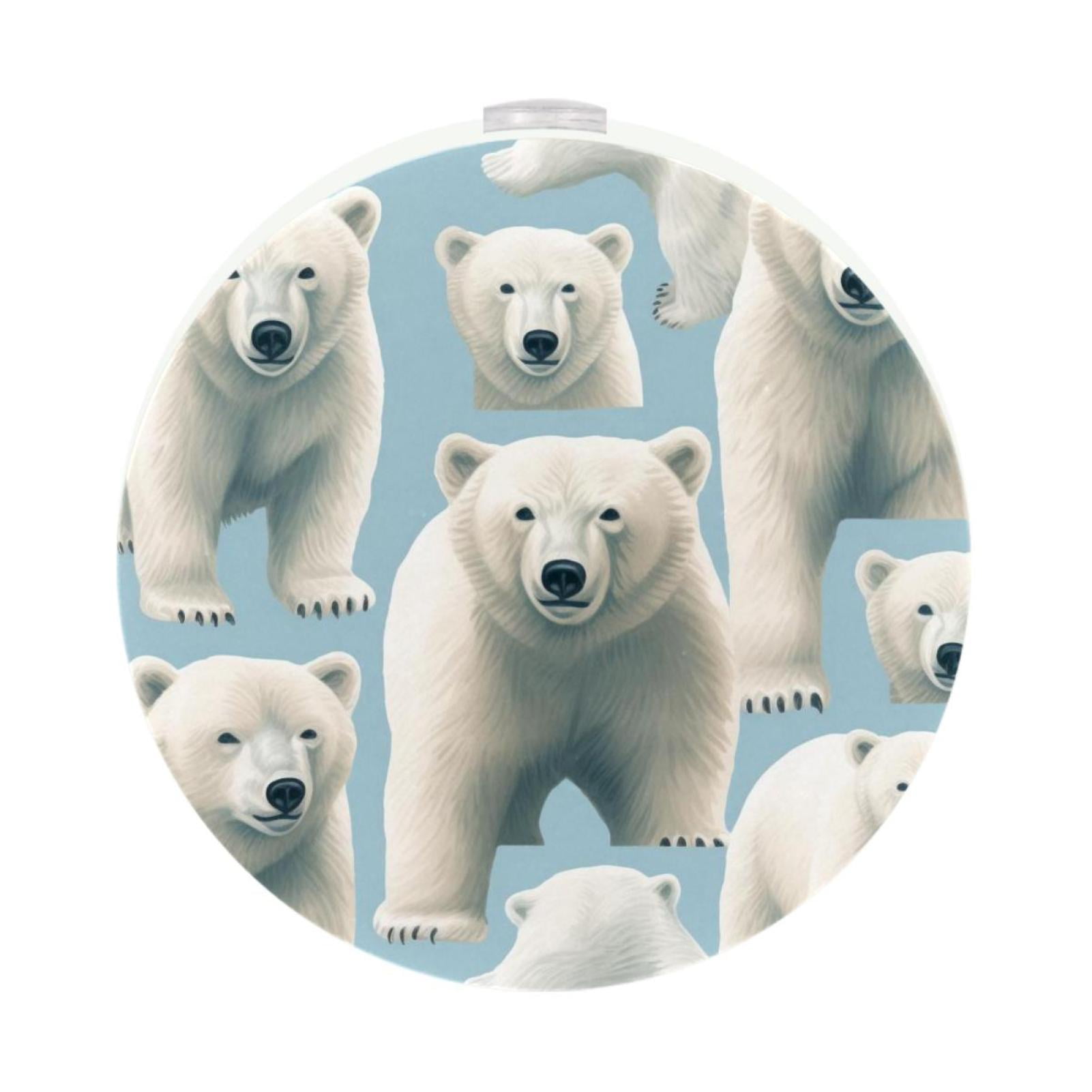 Polar Bear LED Round Night Light-2PCS, Energy-Efficient Plug-in Ambient ...