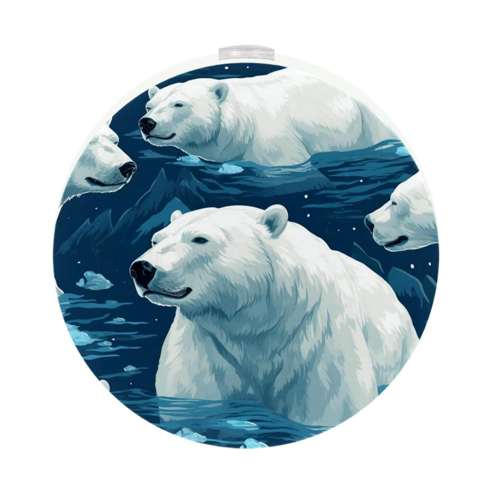 Polar Bear LED Round Night Light-2PCS | Energy-Efficient Plug-in ...