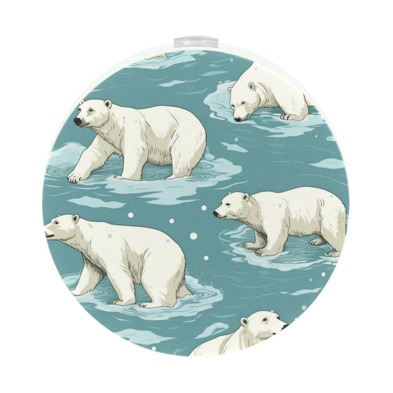 Polar Bear LED Round Night Light-2PCS, Energy Efficient Plug-in Wall ...