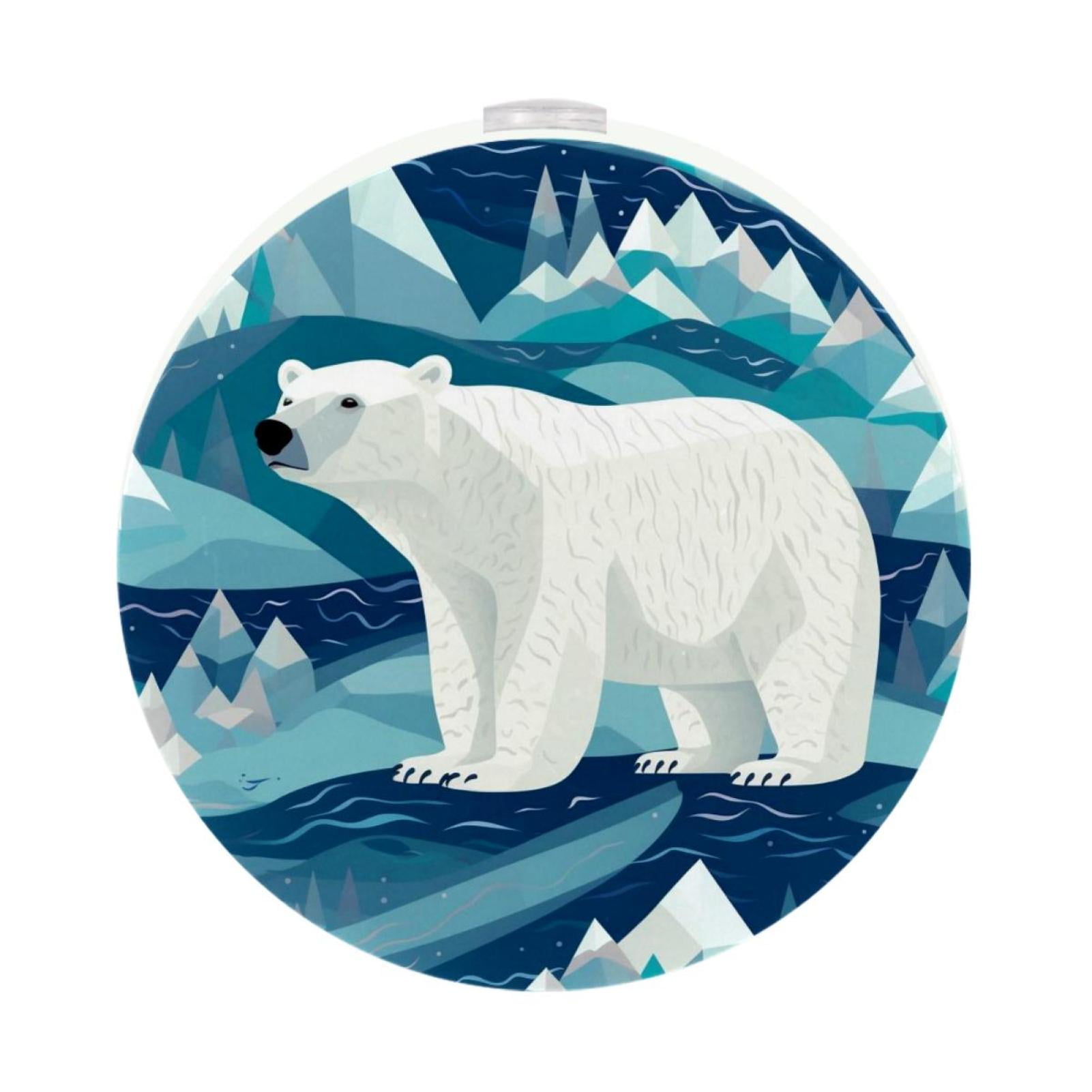 Polar Bear LED Round Night Light 2PCS - Motion Sensor Activated Soft ...