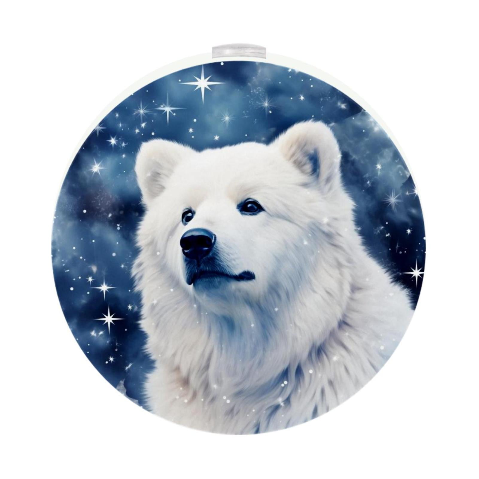 Polar Bear LED Round Night Light-2PCS for Nursery and Bedroom, Plug-in ...