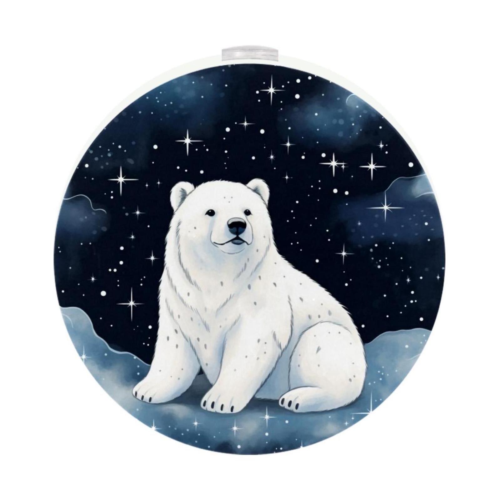 Polar Bear LED Round Night Light-2PCS for Nursery and Bedroom, Plug-in ...