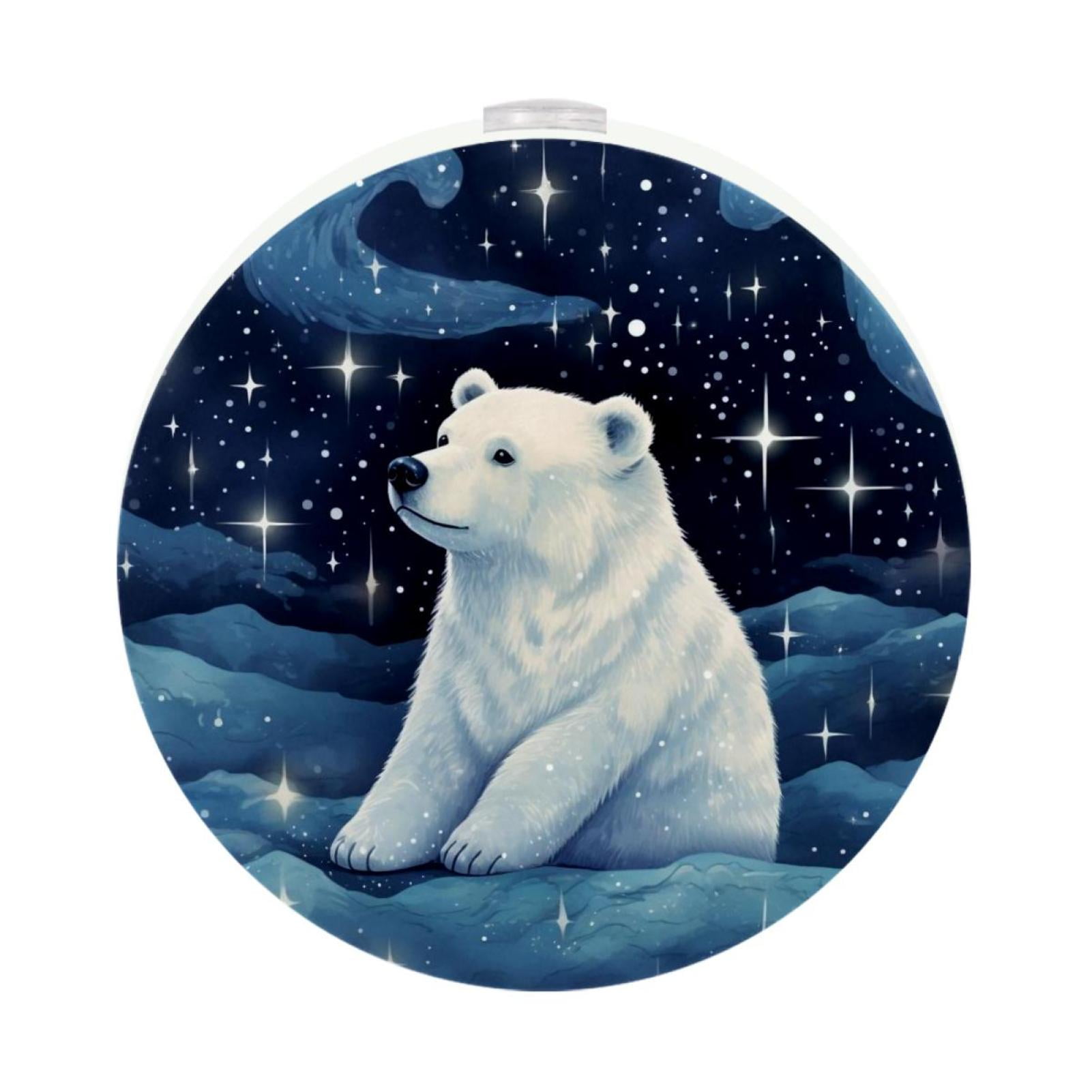 Polar Bear LED Round Night Light-2PCS, Plug-in Dusk to Dawn Sensor Wall ...
