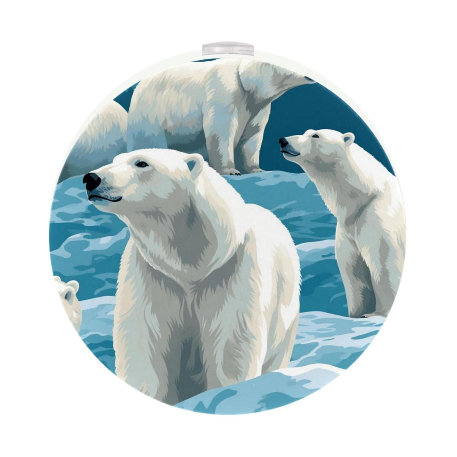 Polar Bear LED Round Night Light-2PCS, Plug-in Dusk-to-Dawn Auto Sensor ...